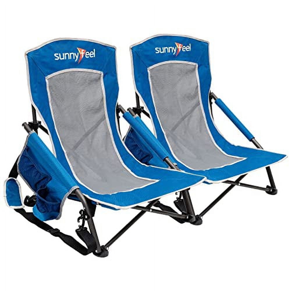 Sunnyfeel Adults Folding Beach Chairs -Set of 2, Black - Walmart.com