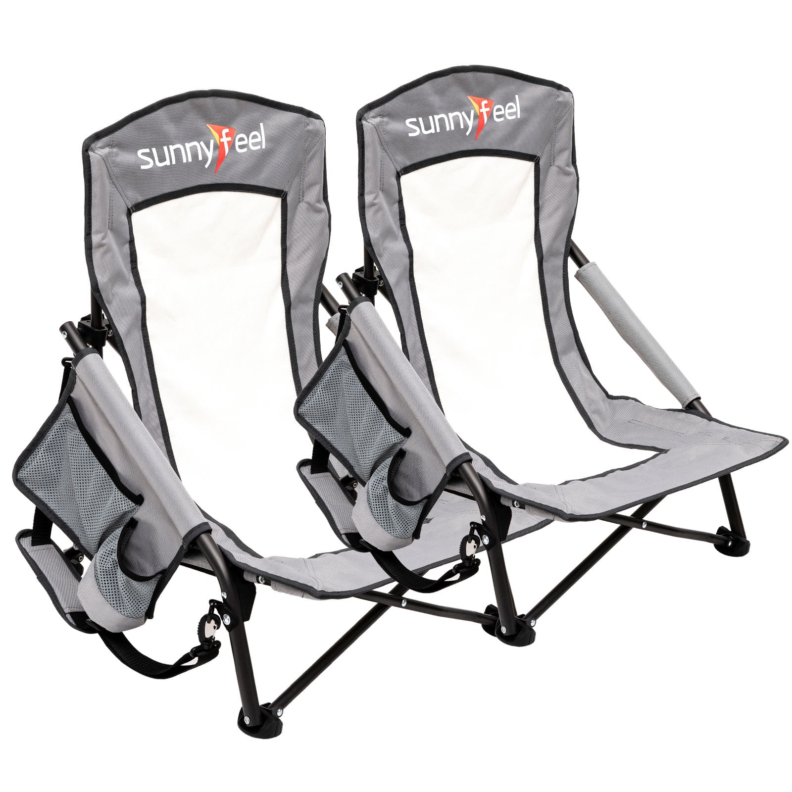 SunnyFeel Foldable Beach Chair, Backpacking Camping Chairs with Mesh ...