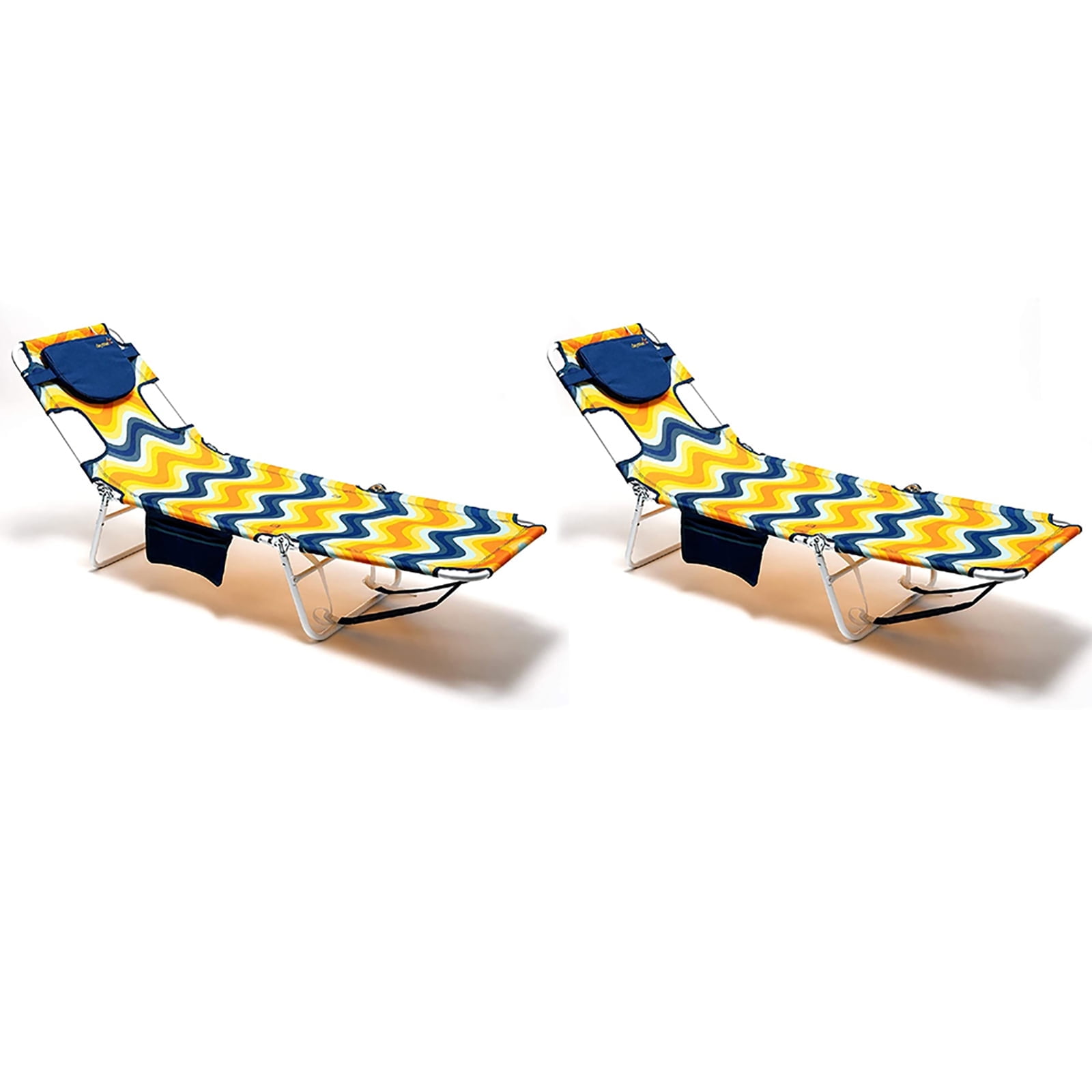 SunnyFeel Reclining Beach Chair, Lay Flat Tanning Lounger, Foldable ...