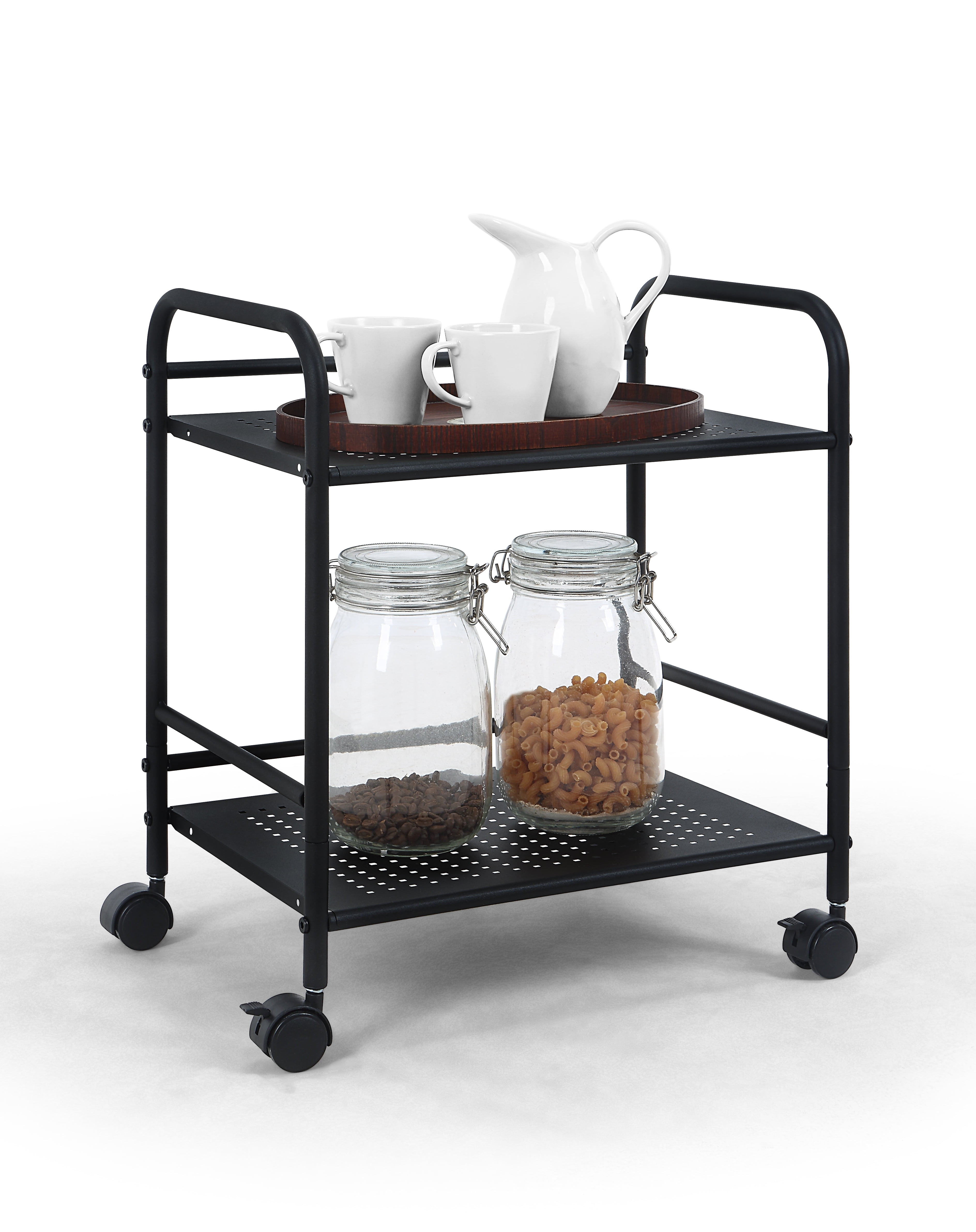 SunnyPoint Minimalist Style 2-Tier Metal Utility Cart with Storage ...