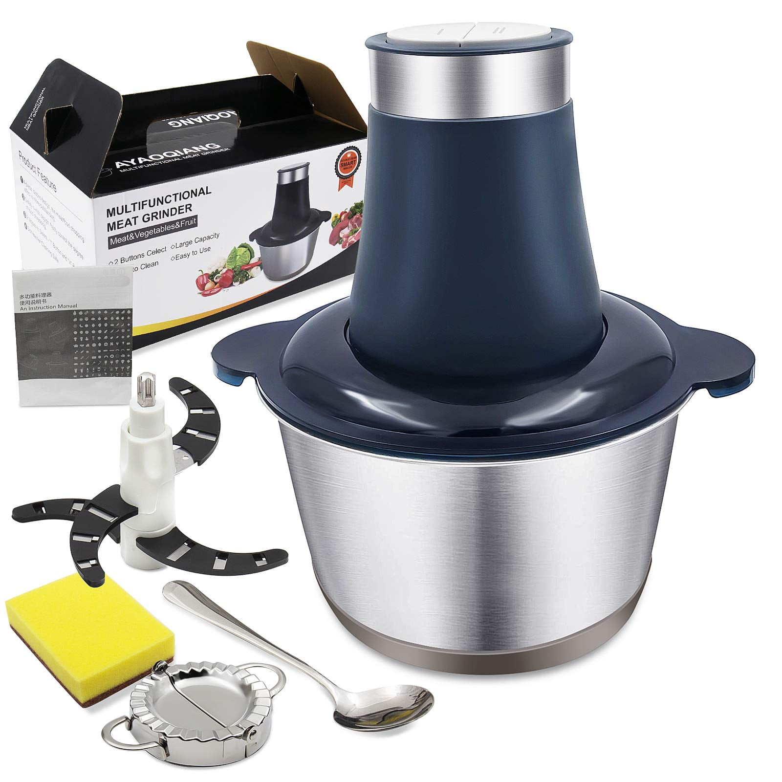 Sunnycome Meat Grinder Food Processor Stainless Steel Electric Chopper ...