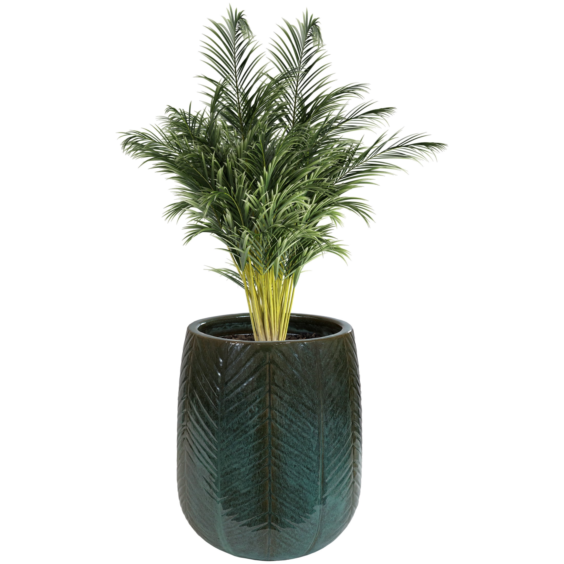 Sunnydaze 10" x 10" x 14" Round Chevron Dark Olive Ceramic Outdoor ...