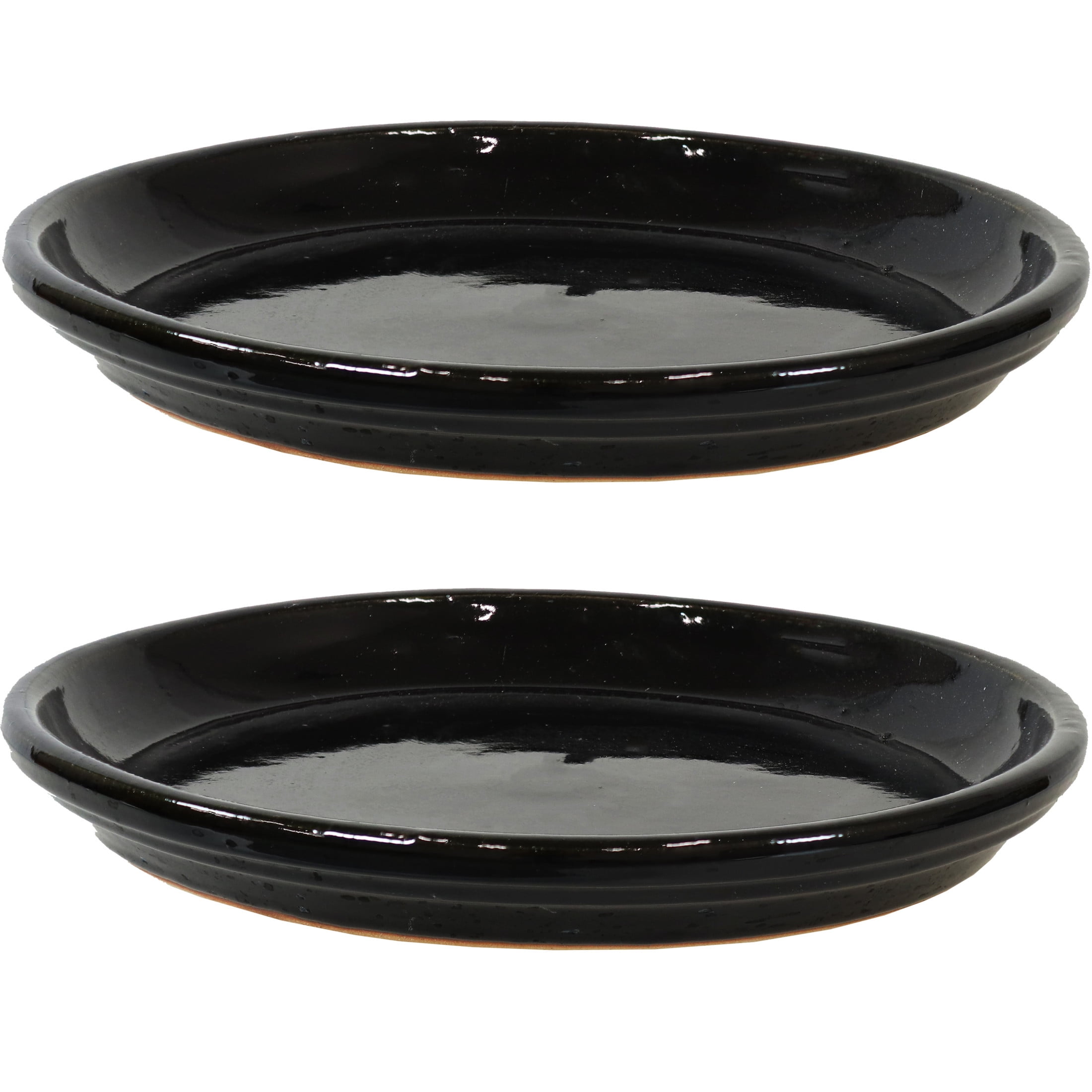 Sunnydaze 14.25" Round Obsidian Ceramic Outdoor Flower Pot Saucer 2 ...