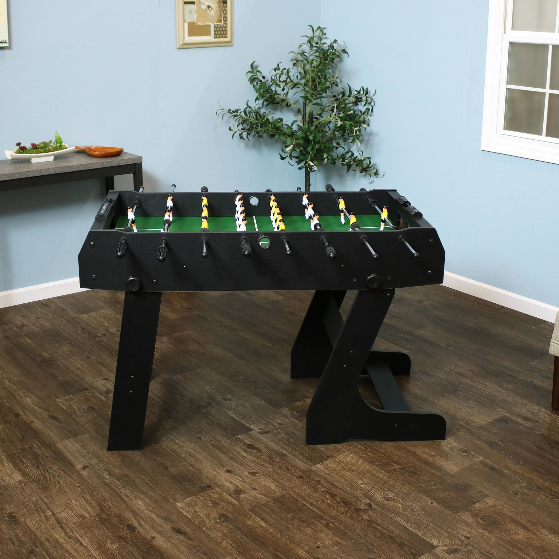 "Sunnydaze Indoor 48"" Folding Foosball Game Table for Tabletop Soccer ...