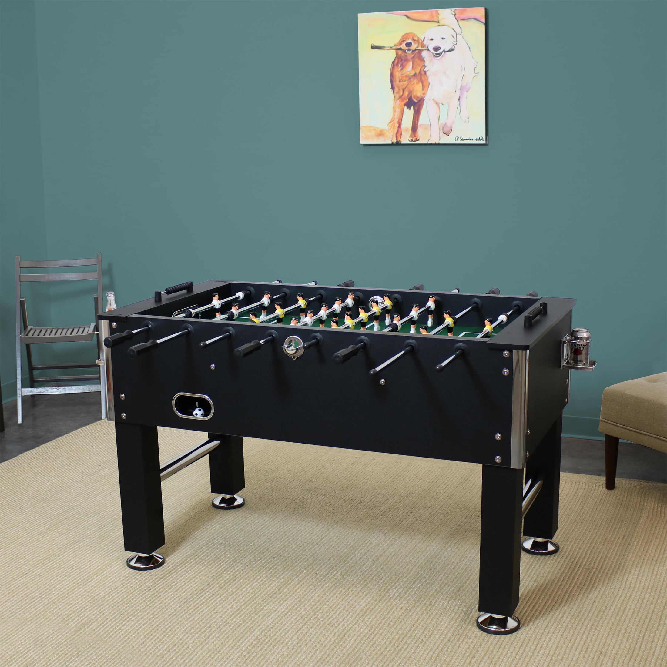 "Sunnydaze 55"" Multiplayer Foosball Game Table with Drink Holders for ...