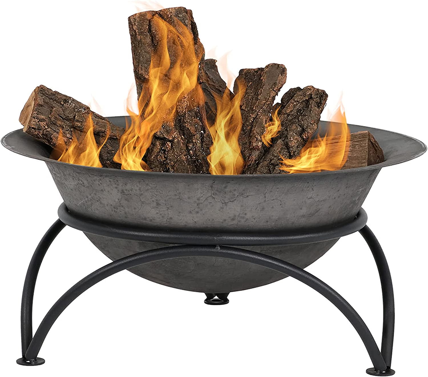 Sunnydaze 23.5-Inch Fire Wood-Burning Cast Iron Fire Pit Bowl and Stand ...