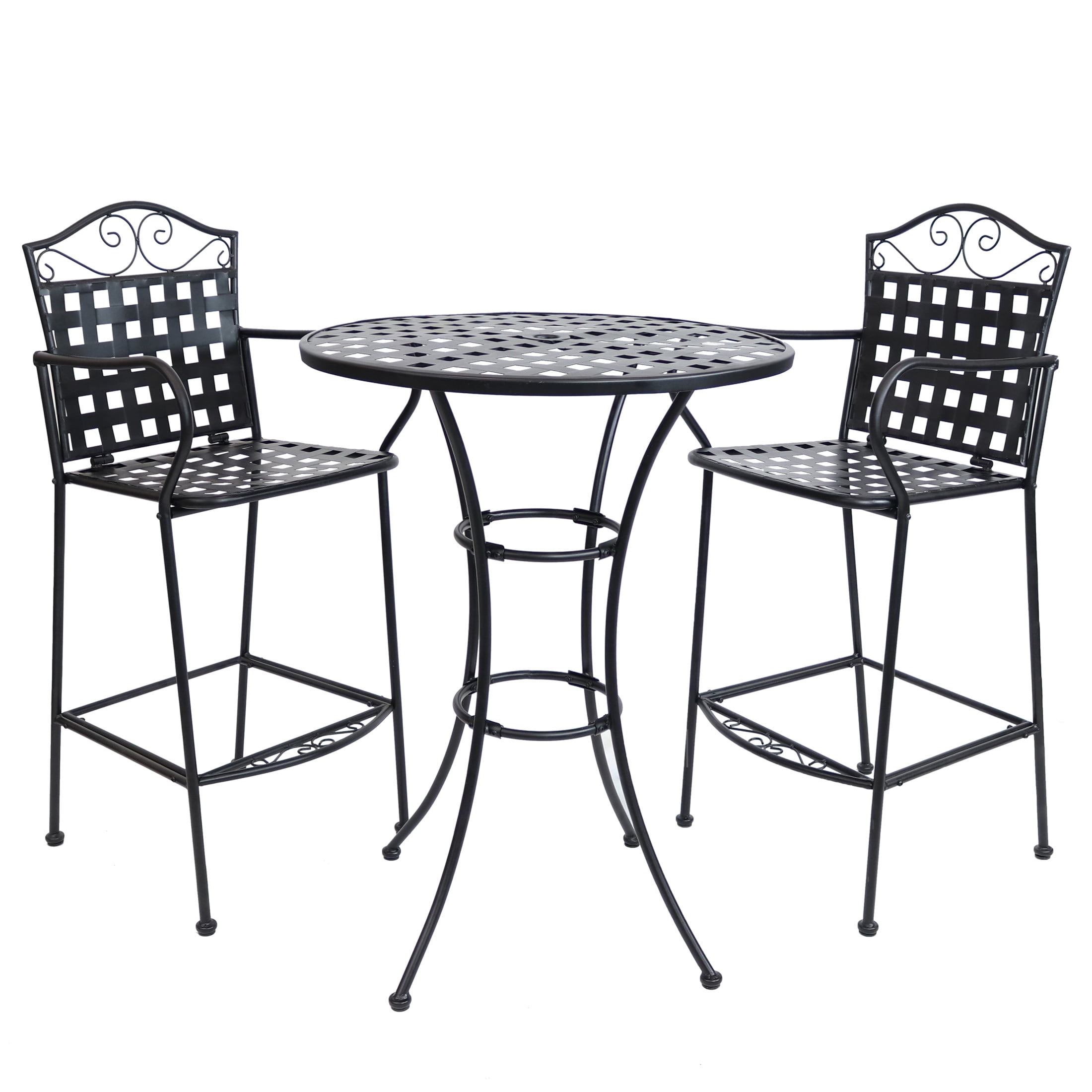 Sunnydaze High Top Height Patio Furniture - Outdoor Tall Dining Black ...