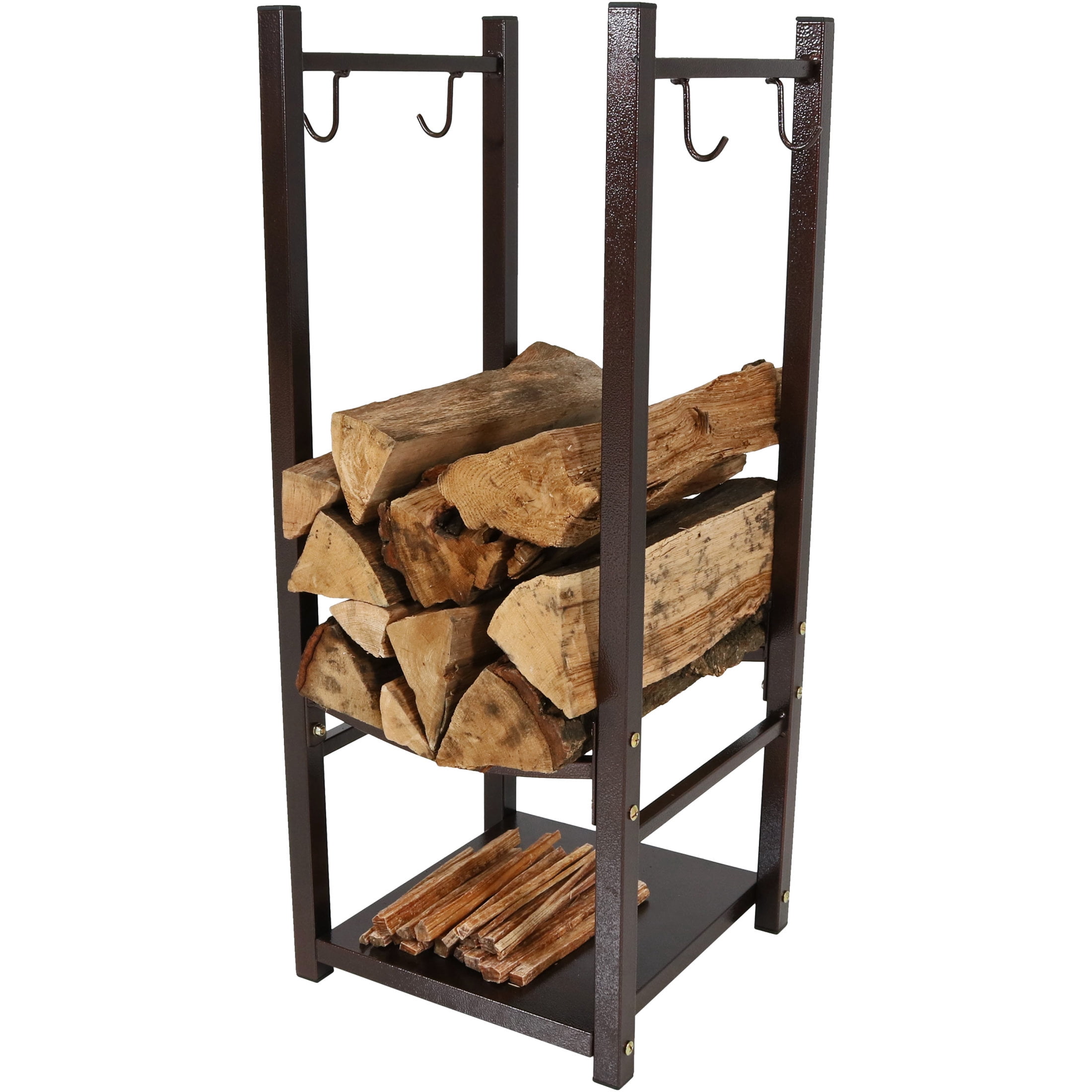 Sunnydaze Heavy-Duty Indoor/Outdoor Metal Log Firewood Storage Rack ...