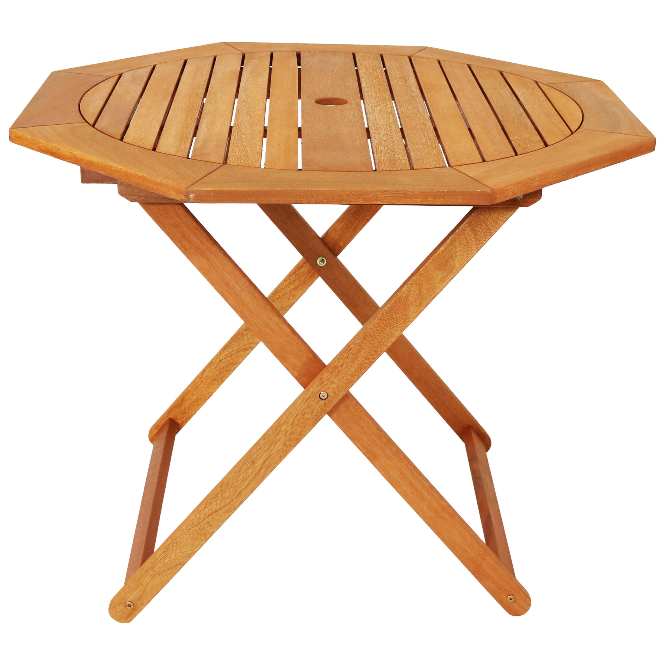 Sunnydaze 35.5" Meranti Folding Octagon Outdoor Dining Table - Walmart.com