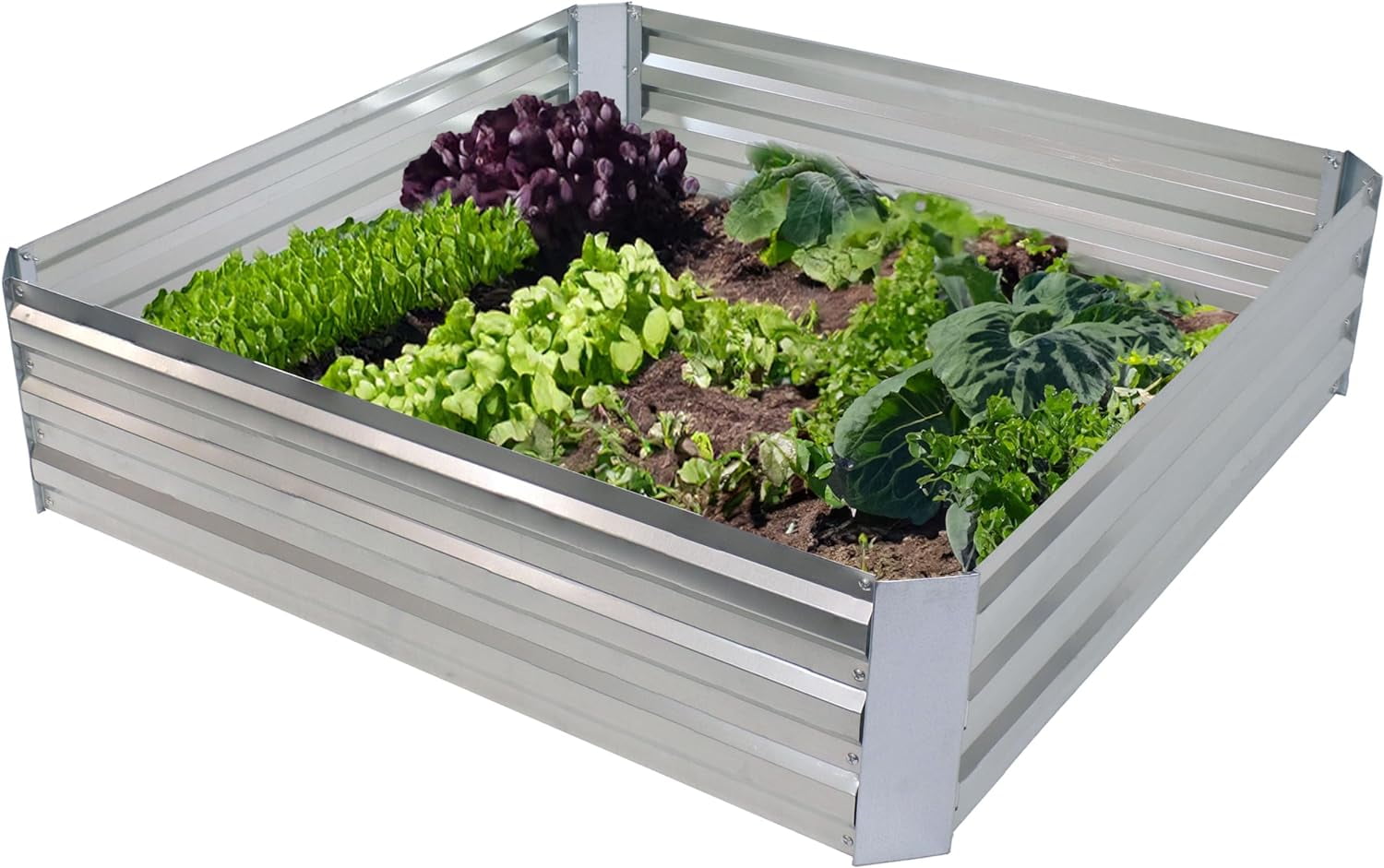 Sunnydaze 4-Foot Galvanized Steel Square Raised Garden Bed - for ...