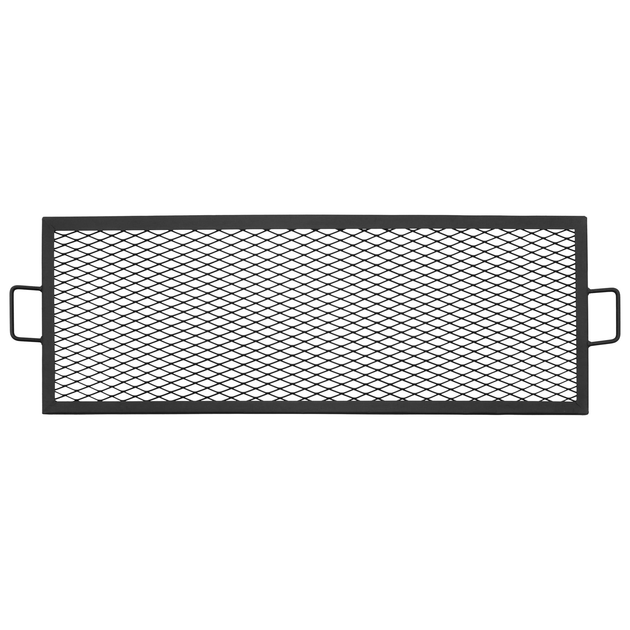 Sunnydaze 43.75" x 15" Steel Black Rectangle Fire Pit Cooking Grill ...