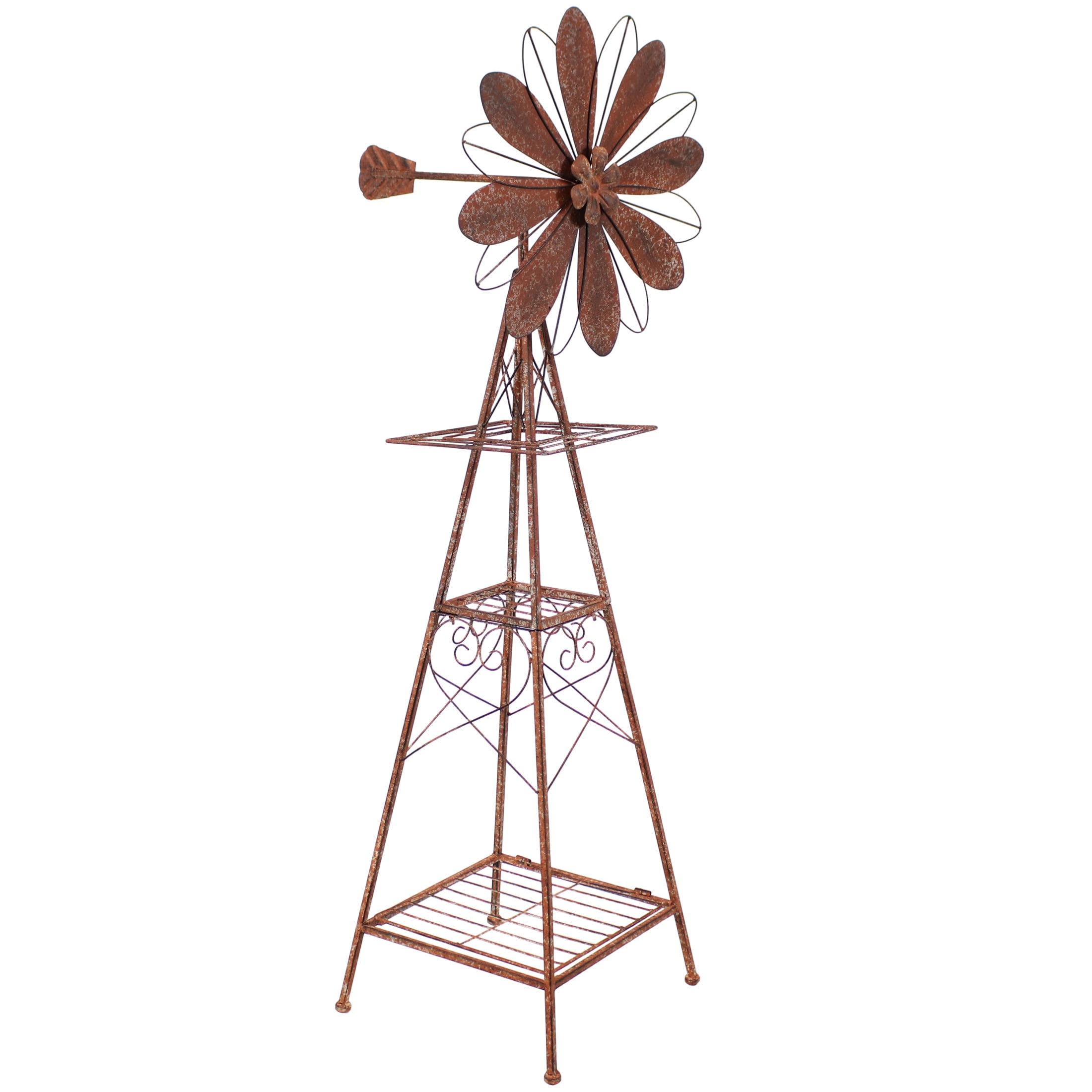 Sunnydaze 51" Rustic Windmill Steel Outdoor Statue - Walmart.com
