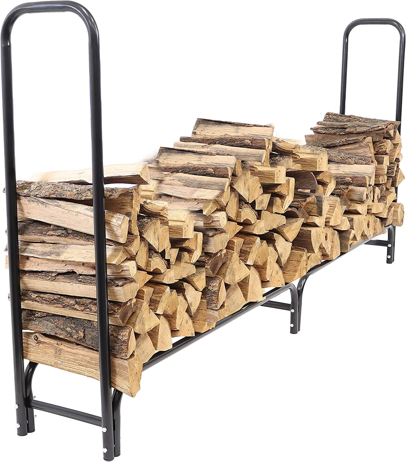 Sunnydaze 8‑Foot Firewood Rack - Outdoor Wood Storage - Black Heavy ...