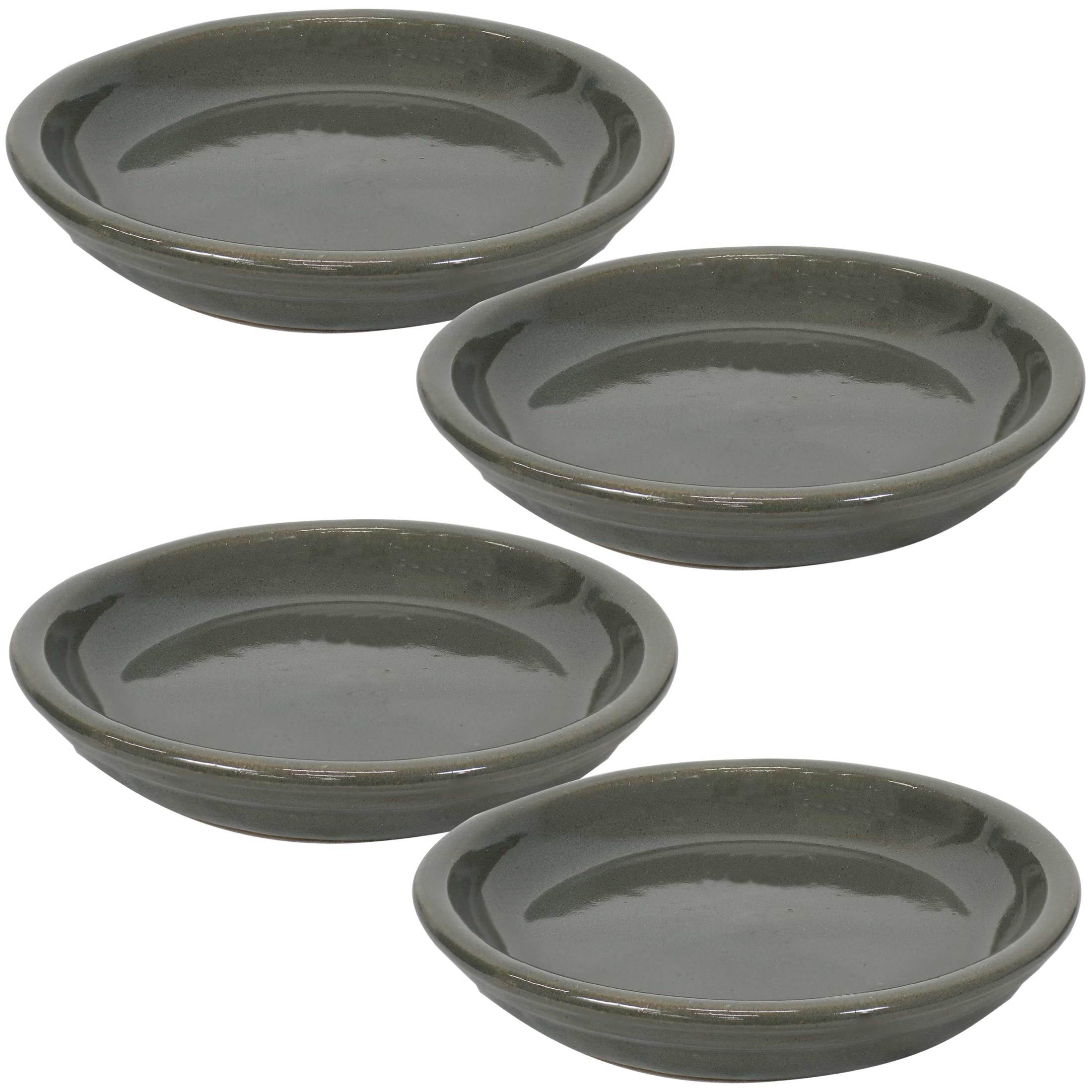 Sunnydaze 9.75" Round Gray Ceramic Outdoor Flower Pot Saucer 4-Count - Walmart.com