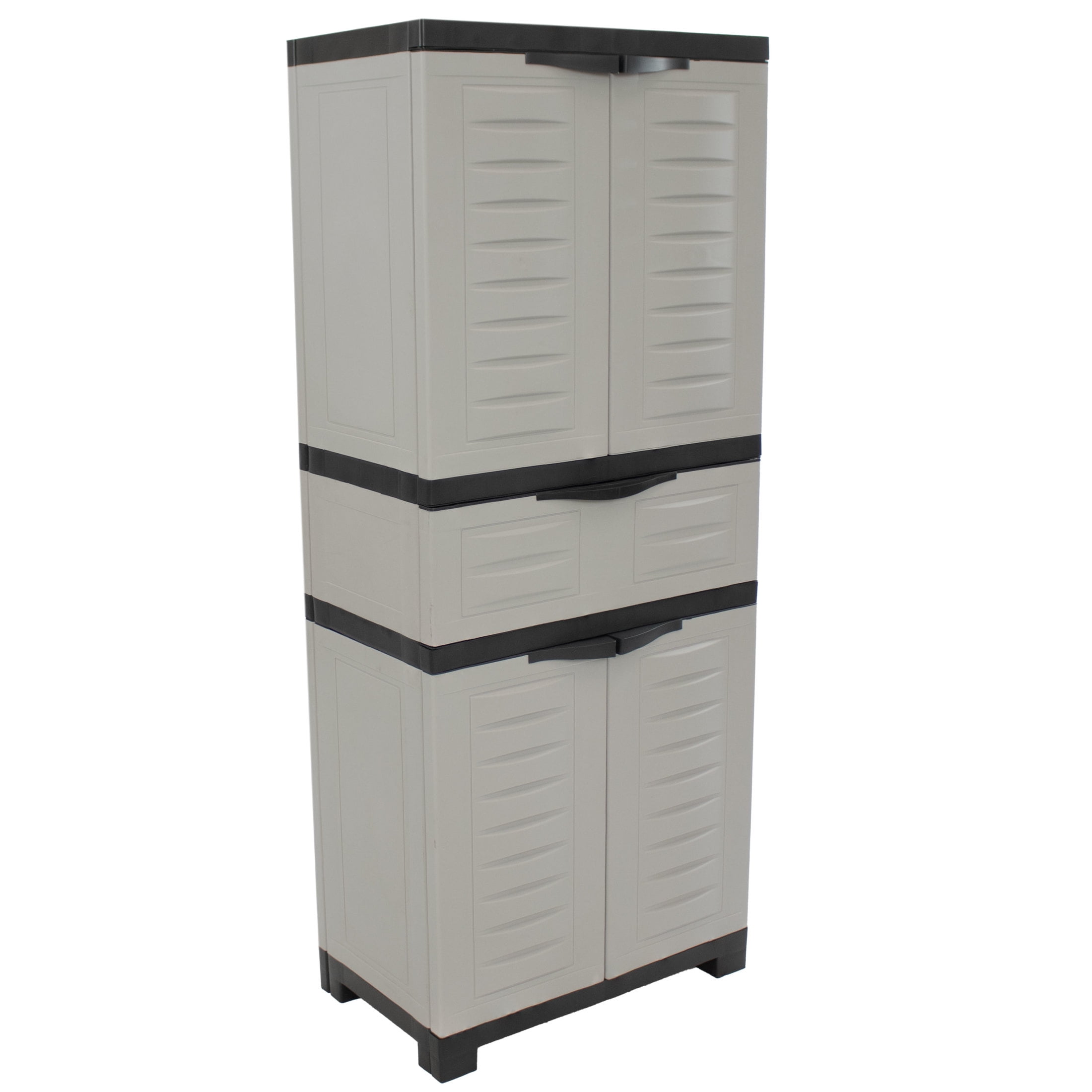Sunnydaze Adjustable 57" Plastic Storage Cabinet, 2-Shelf 1-Drawer ...