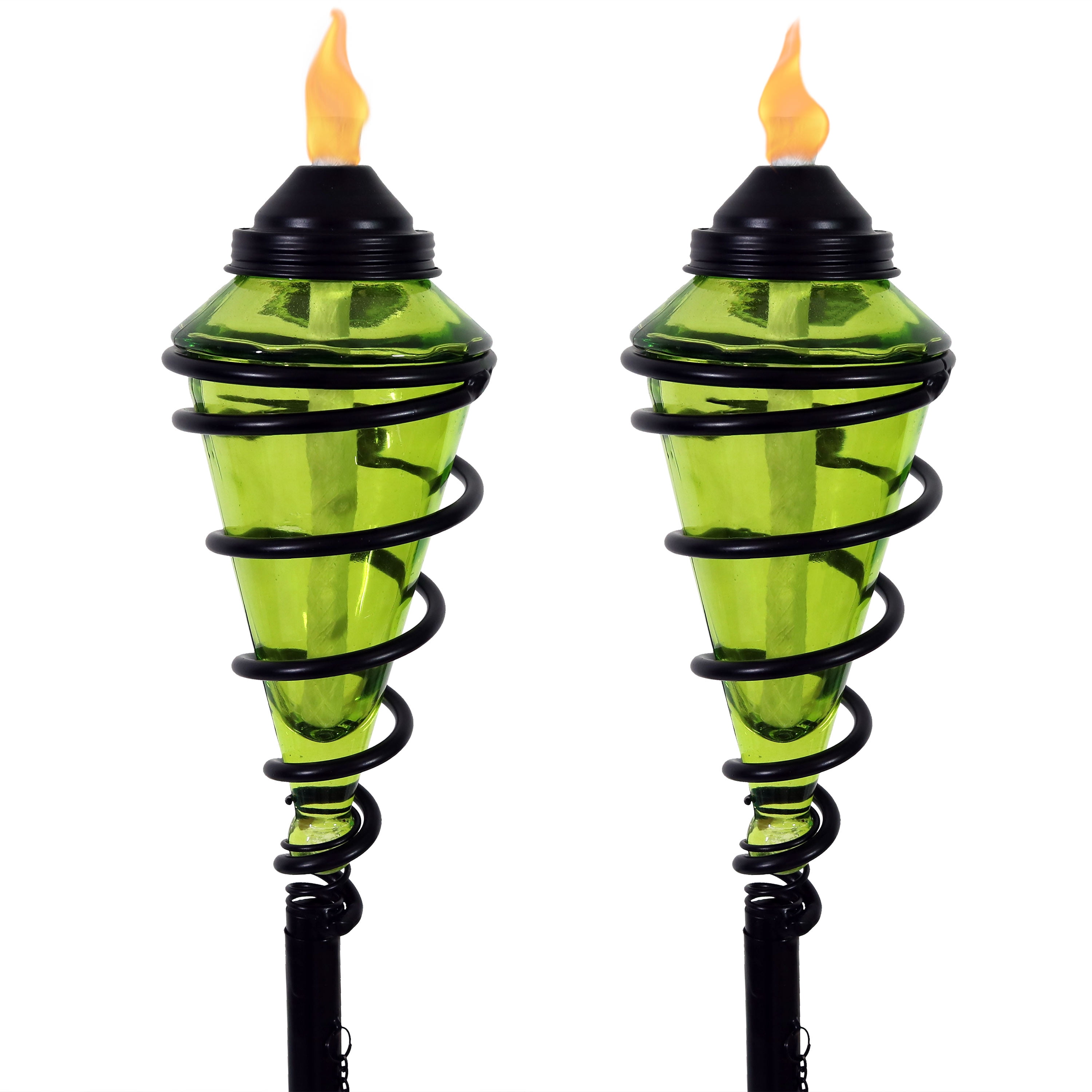 Sunnydaze Adjustable Height Metal Swirl Glass Outdoor Lawn Patio Torch ...