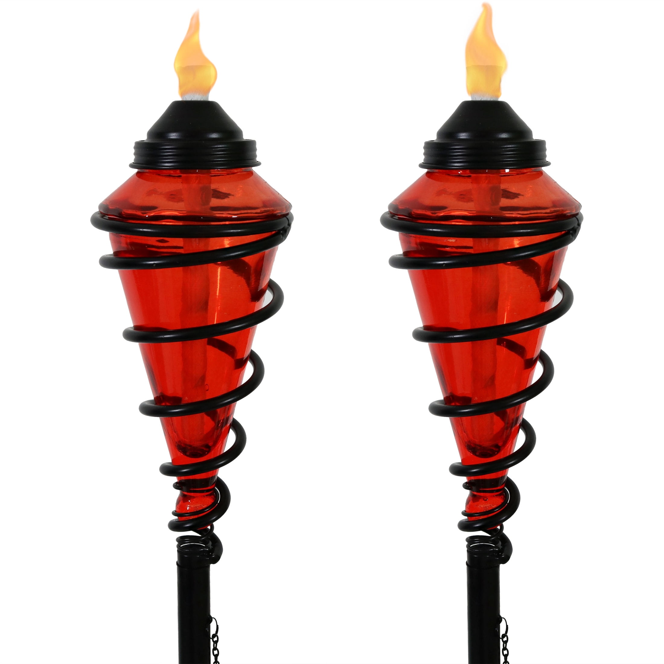 Sunnydaze Adjustable Height Metal Swirl Glass Outdoor Lawn Patio Torch ...