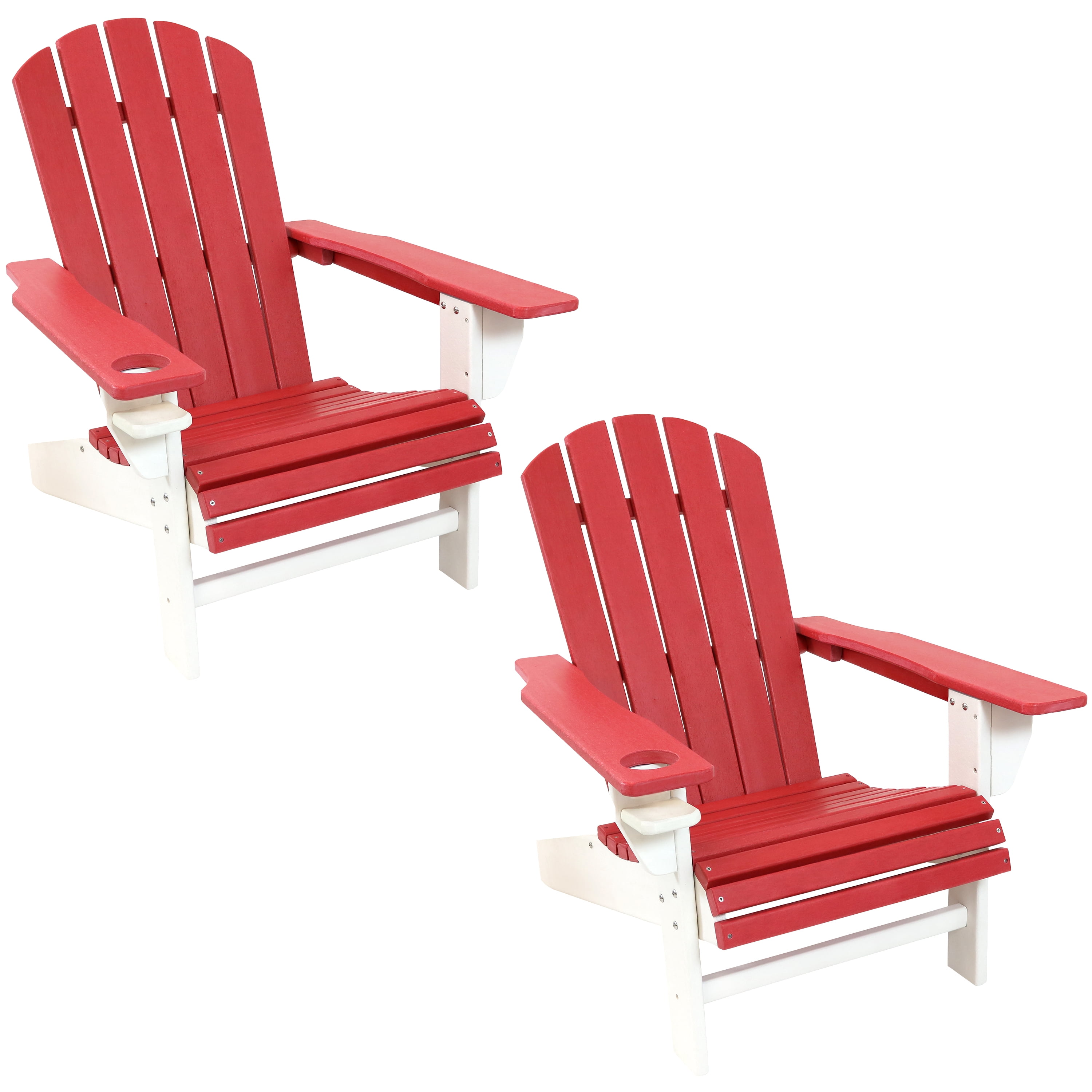 Sunnydaze All-Weather 2-Tone Outdoor Adirondack Chair with Cup Holder ...