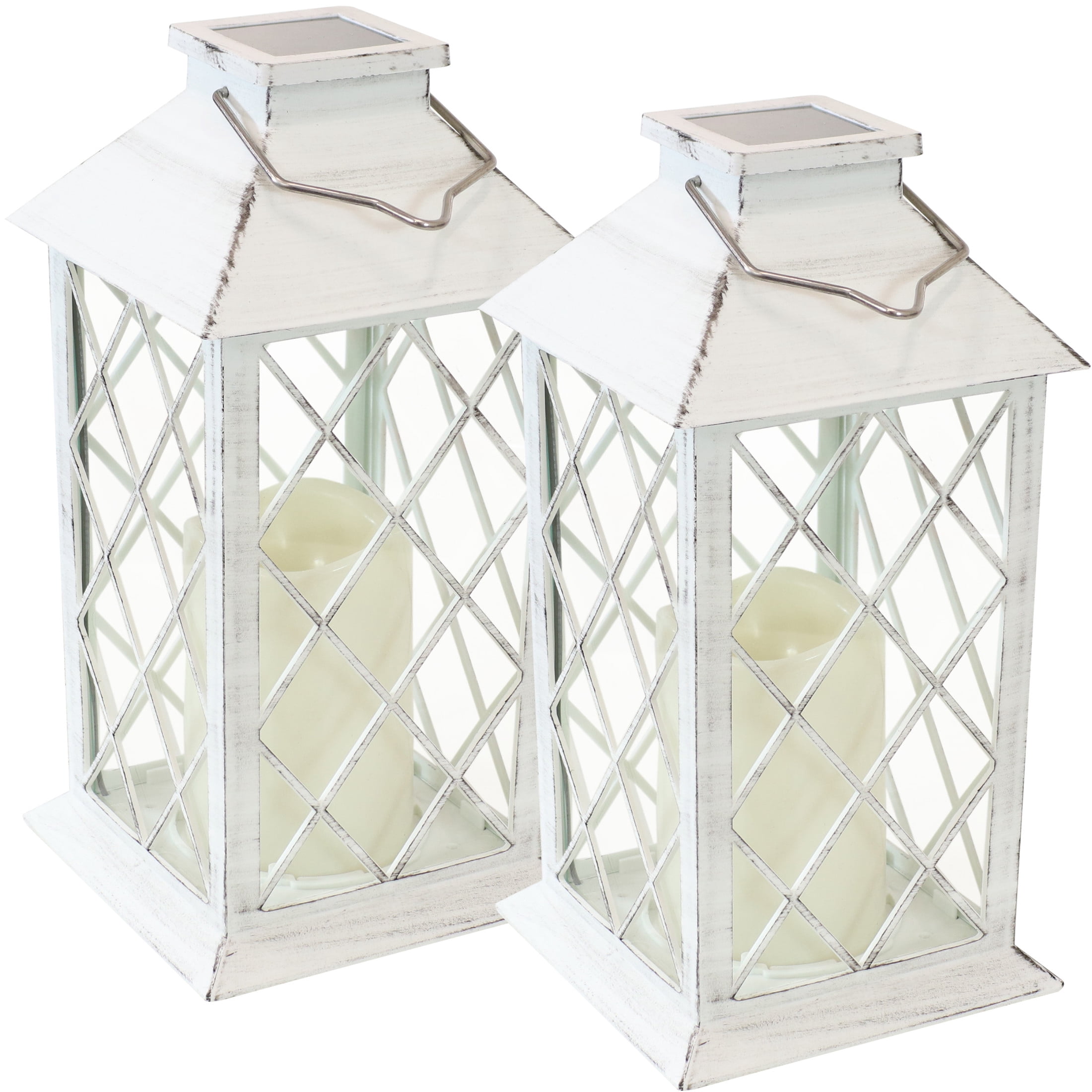 Sunnydaze Solar Tabletop Lantern Set, Outdoor Polypropylene Decorative ...