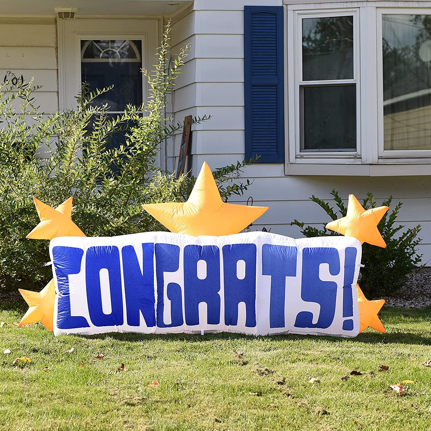 Sunnydaze Congrats Star Banner LED Inflatable Party Decoration - Indoor ...