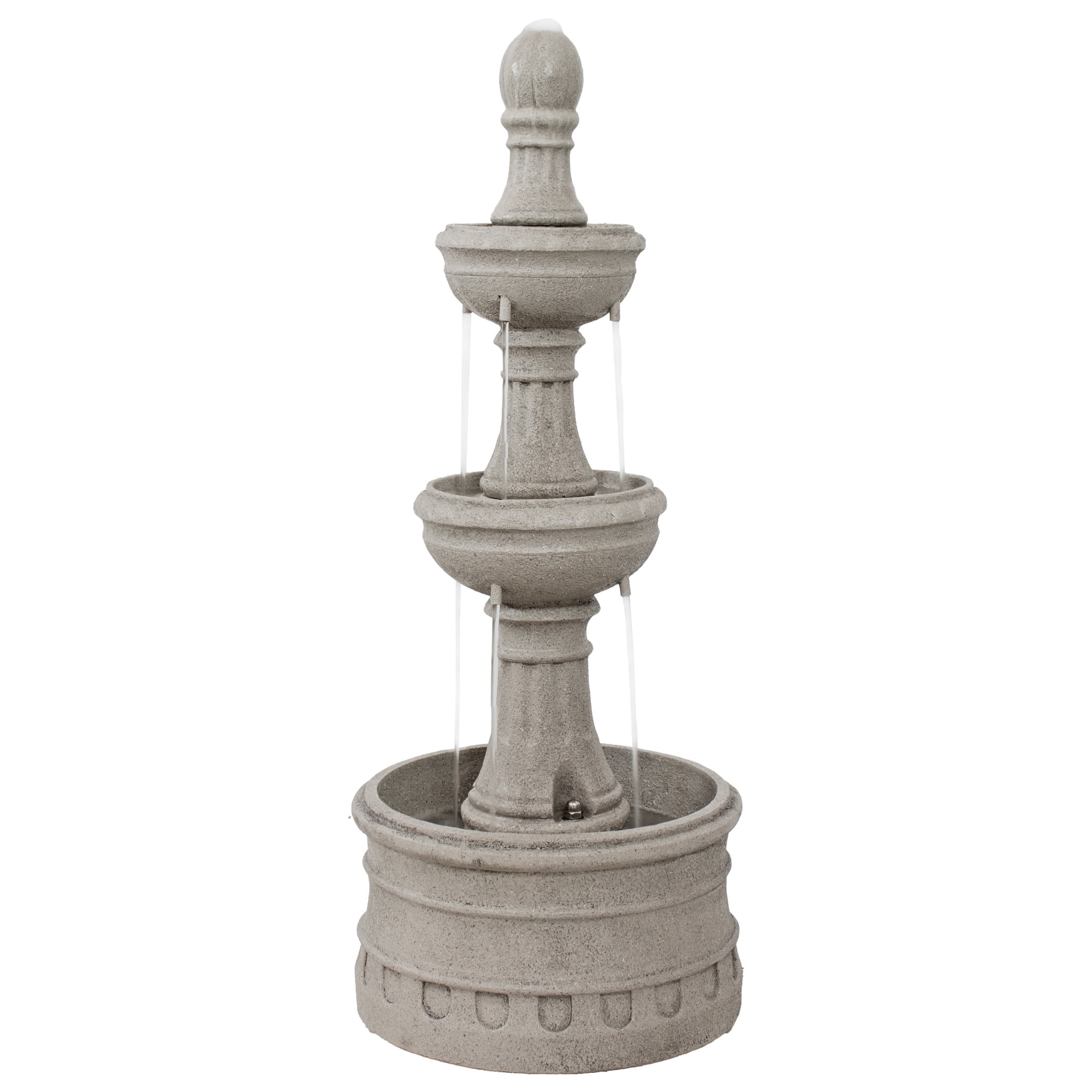 Sunnydaze Cyprus Gray Traditional Polyresin 3-Tier Outdoor Water ...