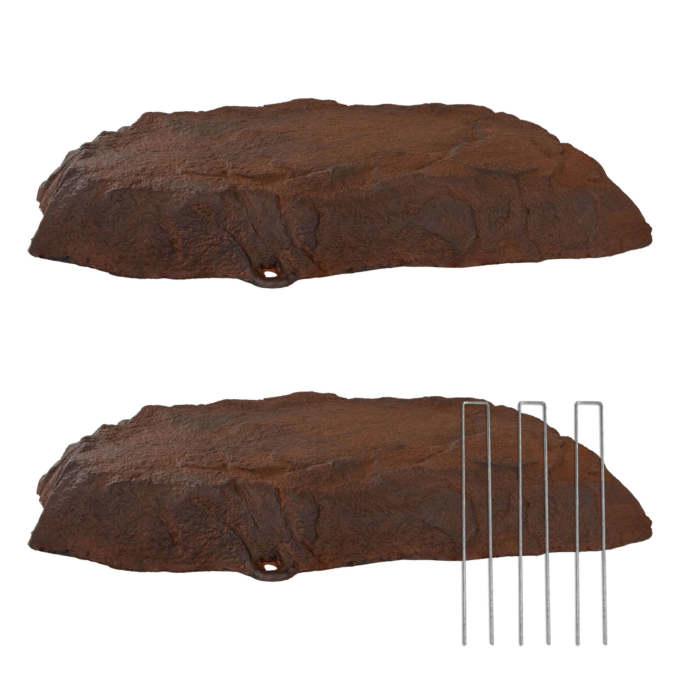Sunnydaze Flat 3.5" Brown Polyresin Faux Landscape Rock Cover with ...