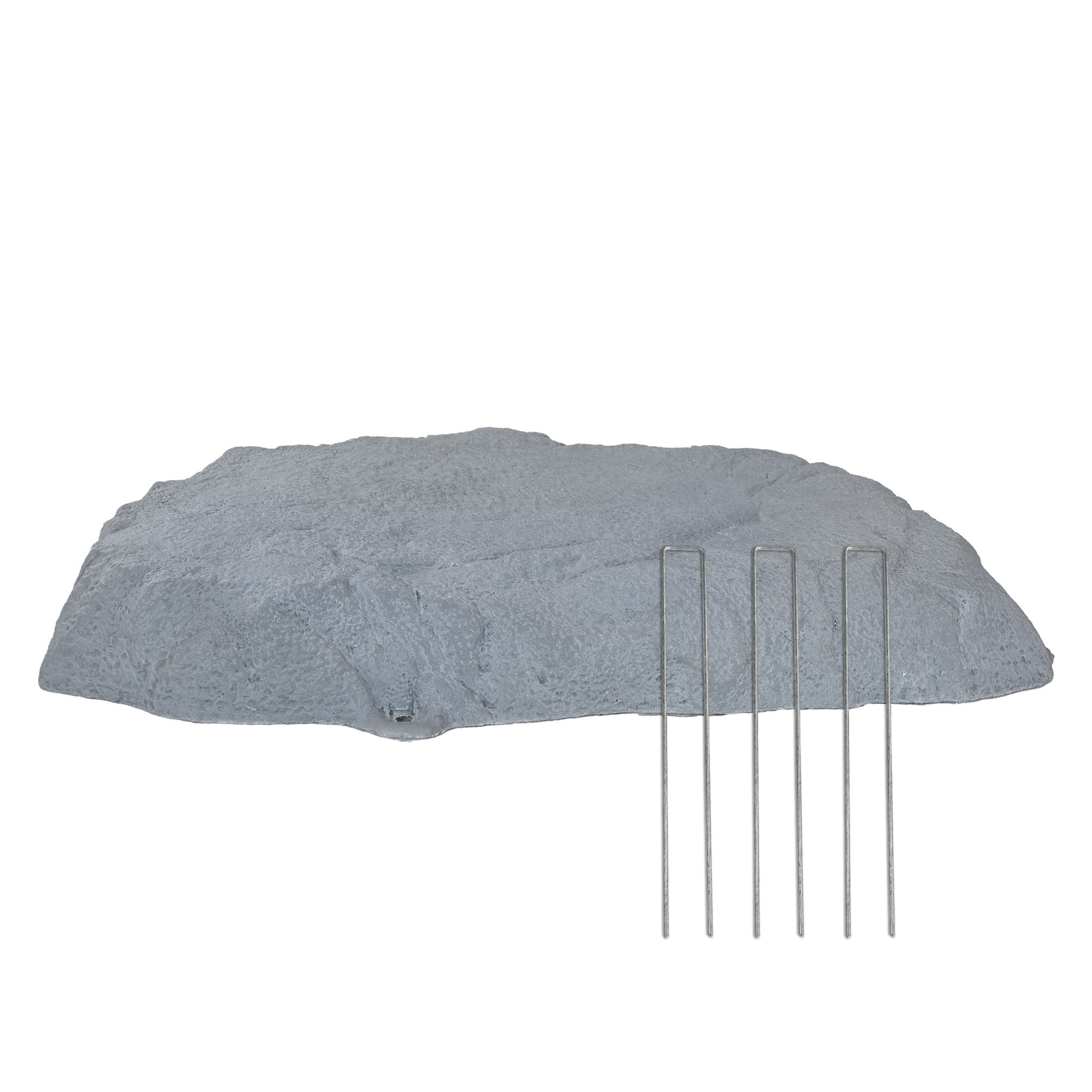 Sunnydaze Flat 3.5" Gray Polyresin Faux Landscape Rock Cover with Metal ...
