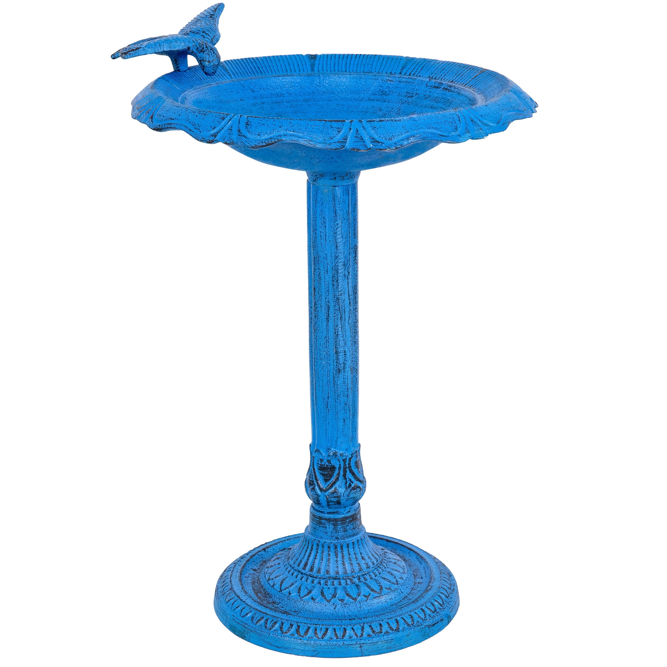 Sunnydaze Garden Visitor Freestanding Cast Aluminum Outdoor Bird Bath ...