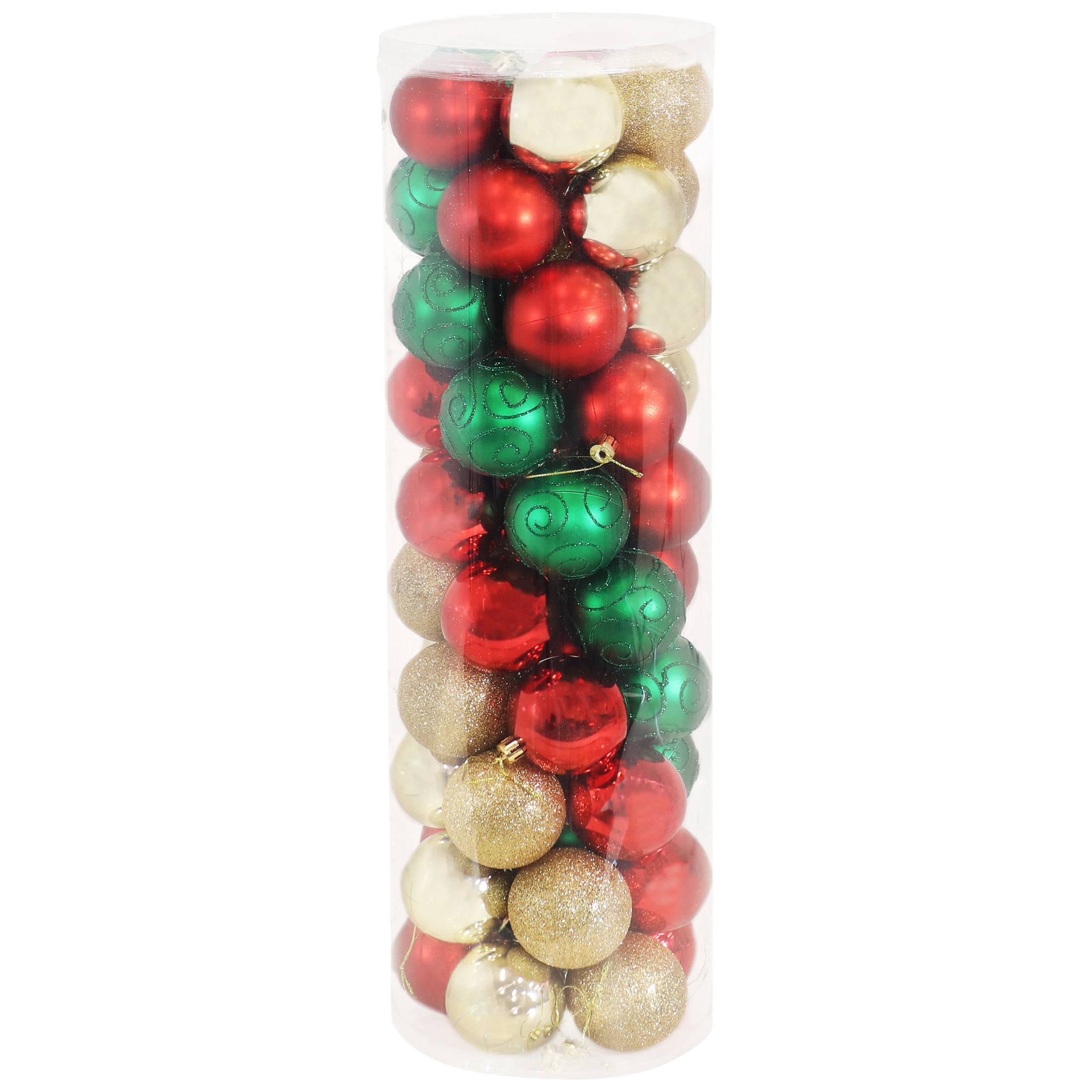 Sunnydaze Holly Jolly Red/Green/Gold Plastic Christmas Ornament Balls ...