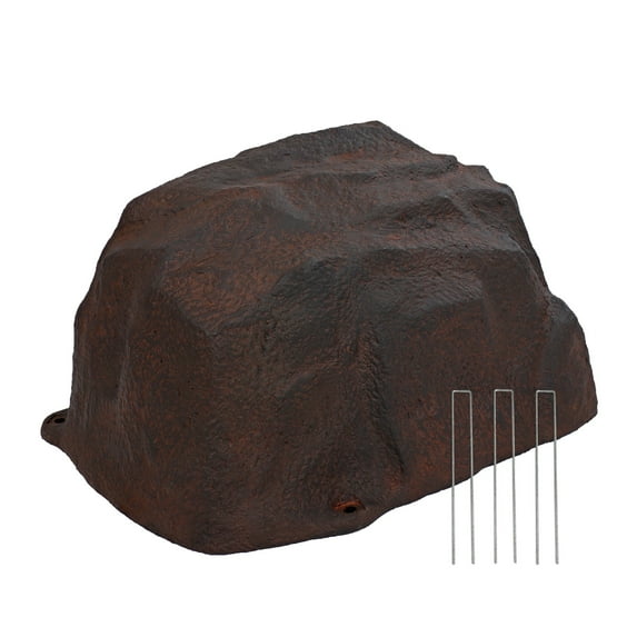 Sunnydaze Low-Profile 14" Brown Polyresin Faux Landscape Rock Cover ...