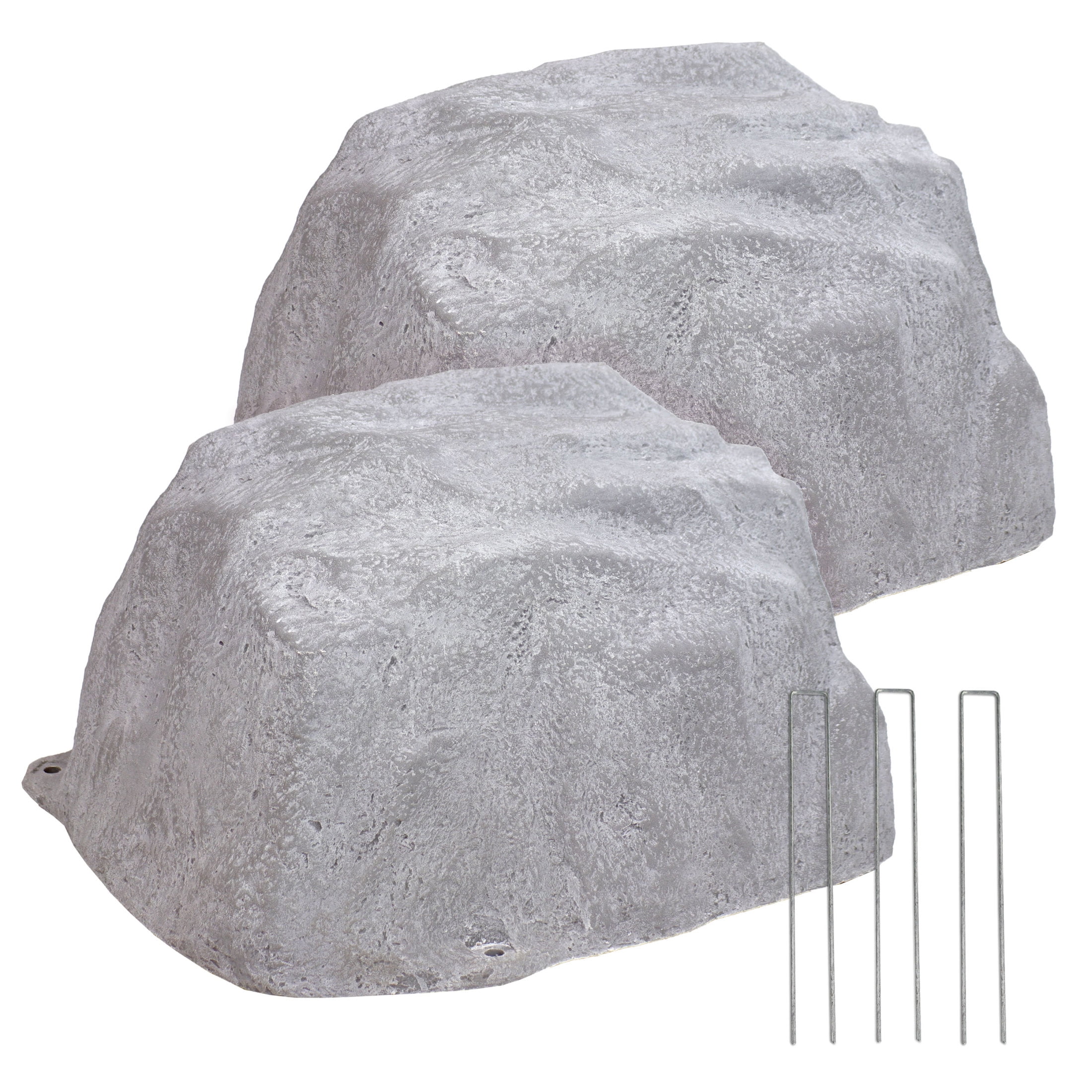 Sunnydaze Low-Profile 14" Gray Polyresin Faux Landscape Rock Cover with ...