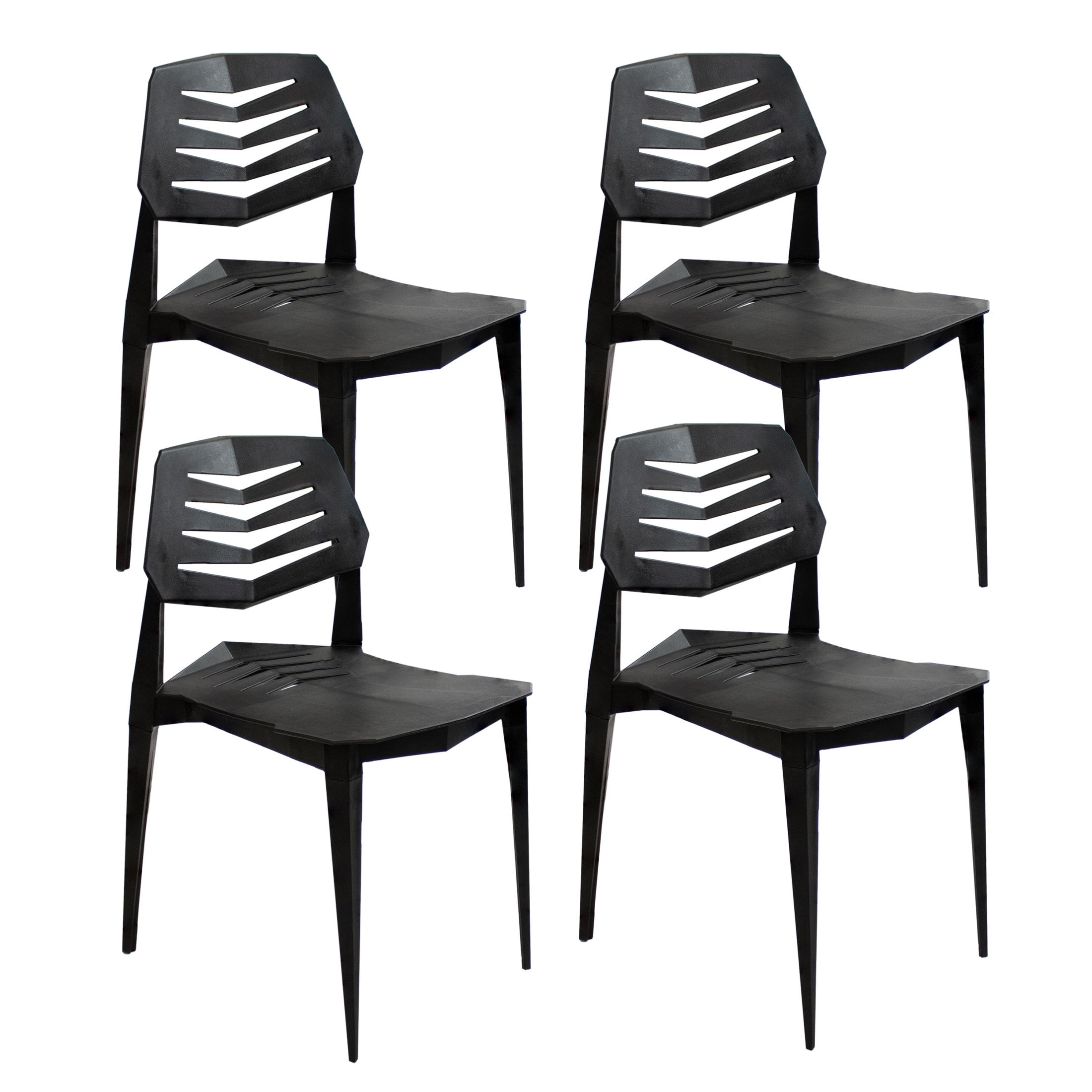 Sunnydaze Matisse Polypropylene Outdoor Dining Chair - Set of 4, Black ...