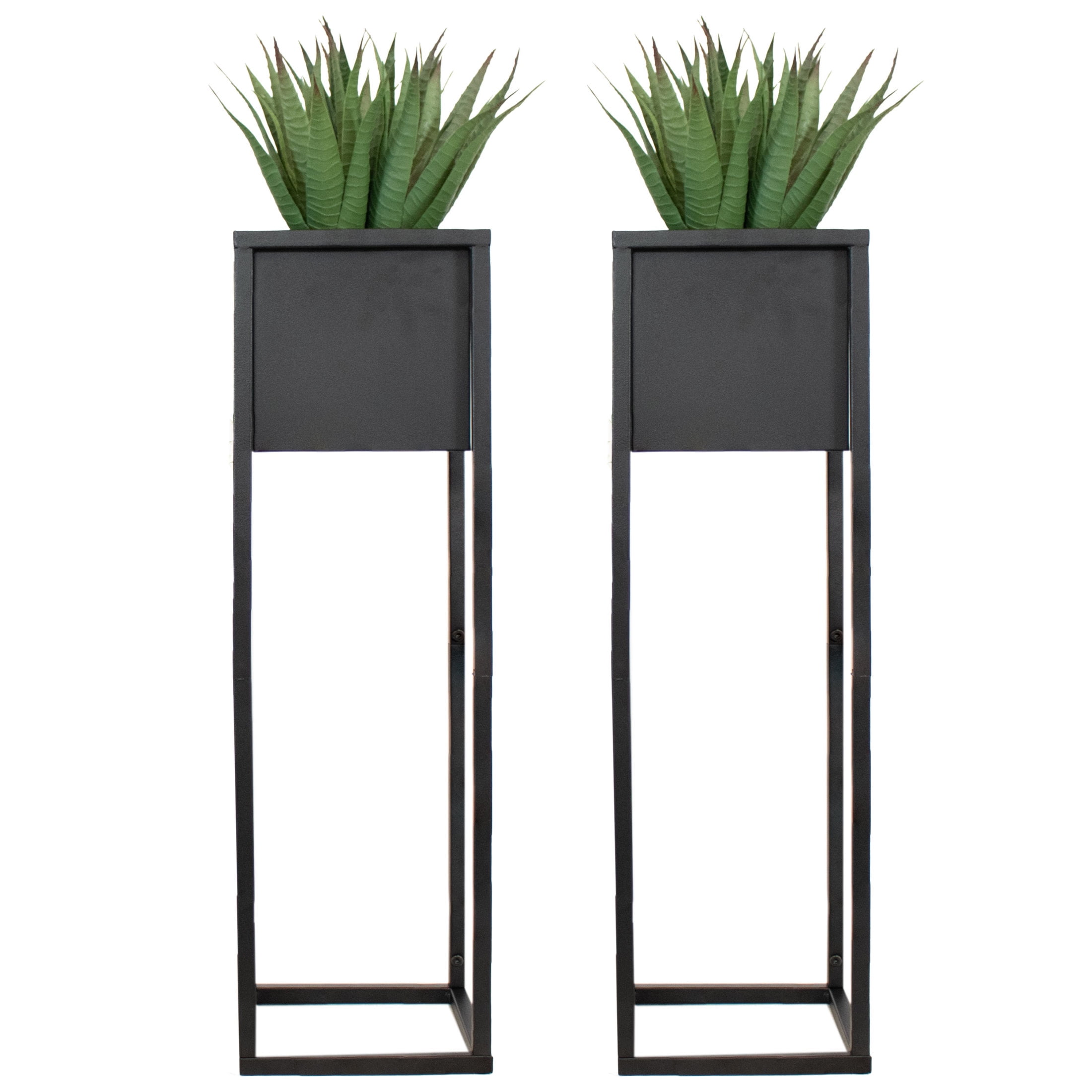Sunnydaze Modern Simplicity 8.25" x 8.25" x 27" Square Black Metal ...