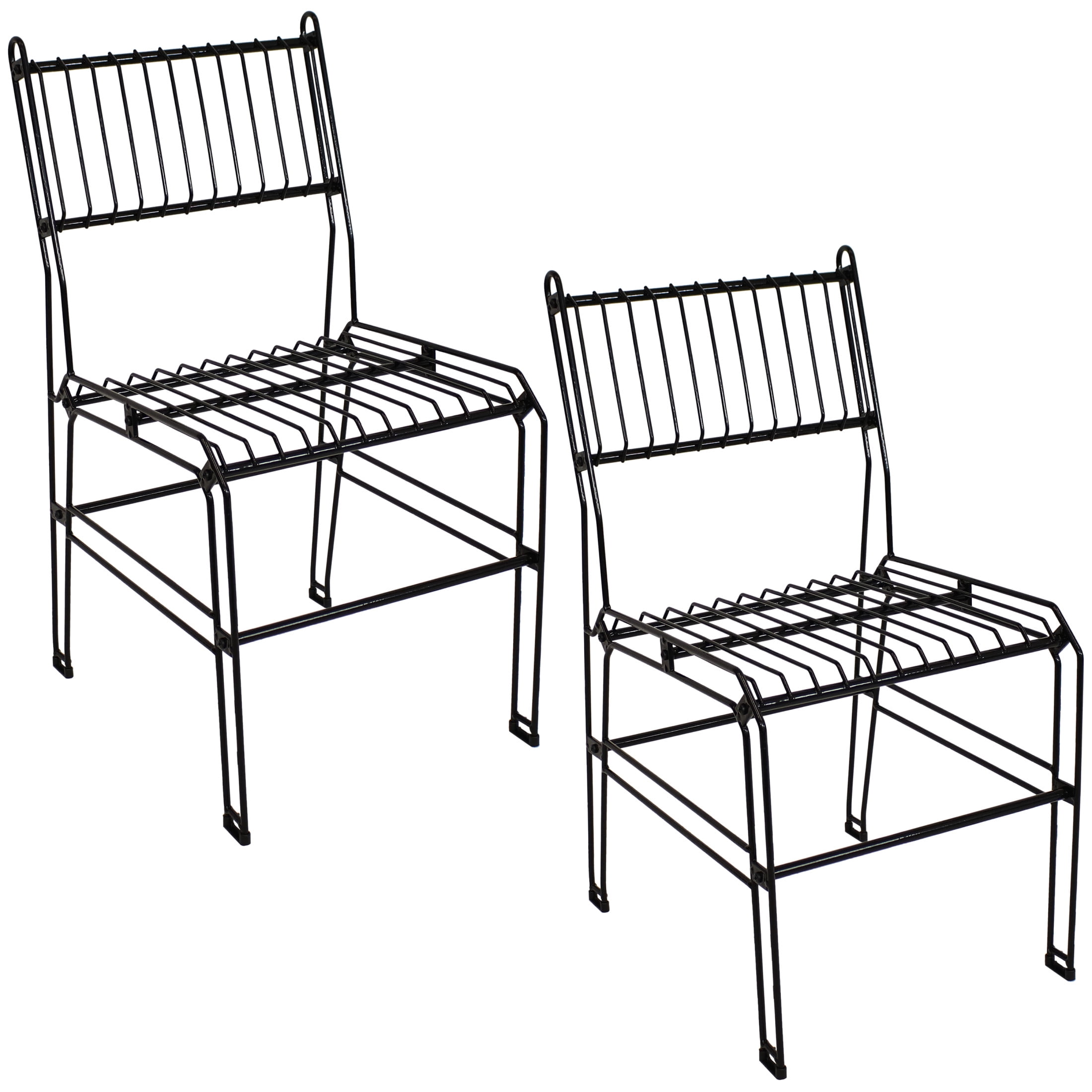 Sunnydaze Modern Steel Wire Outdoor Dining Chair - Set of 2, Black ...