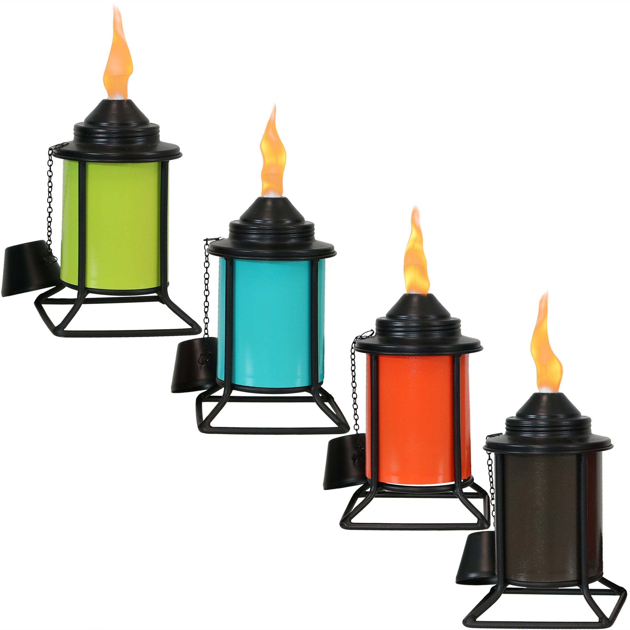 Sunnydaze Multi-Color Steel Outdoor Tabletop Torch Set (4 Count ...