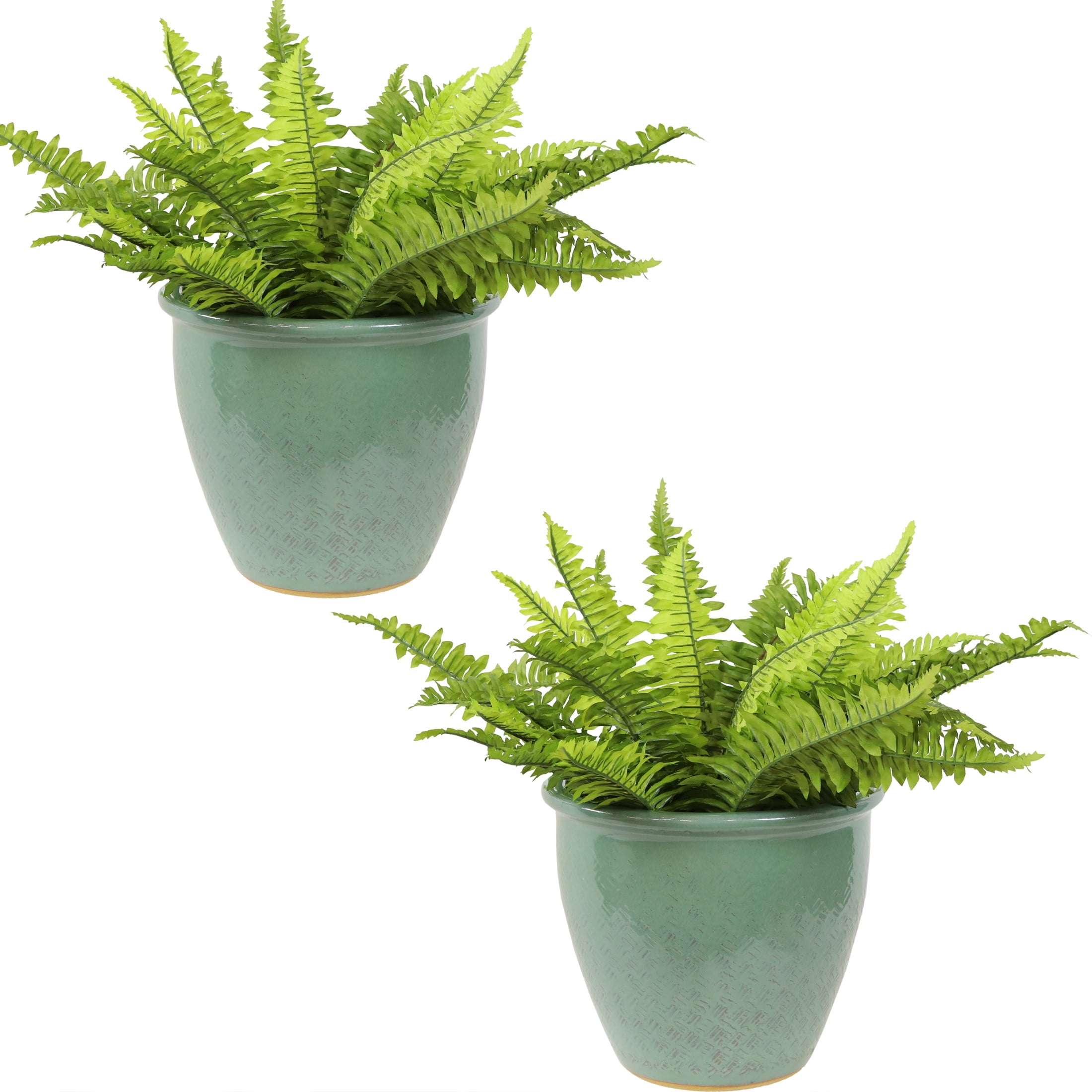Sunnydaze Modern Large Outdoor Pots, Set of 2 Ocean Villa Ceramic ...