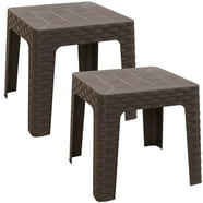 Patiojoy Rattan Wicker Steel Side Table for Outdoor Furniture Deck ...