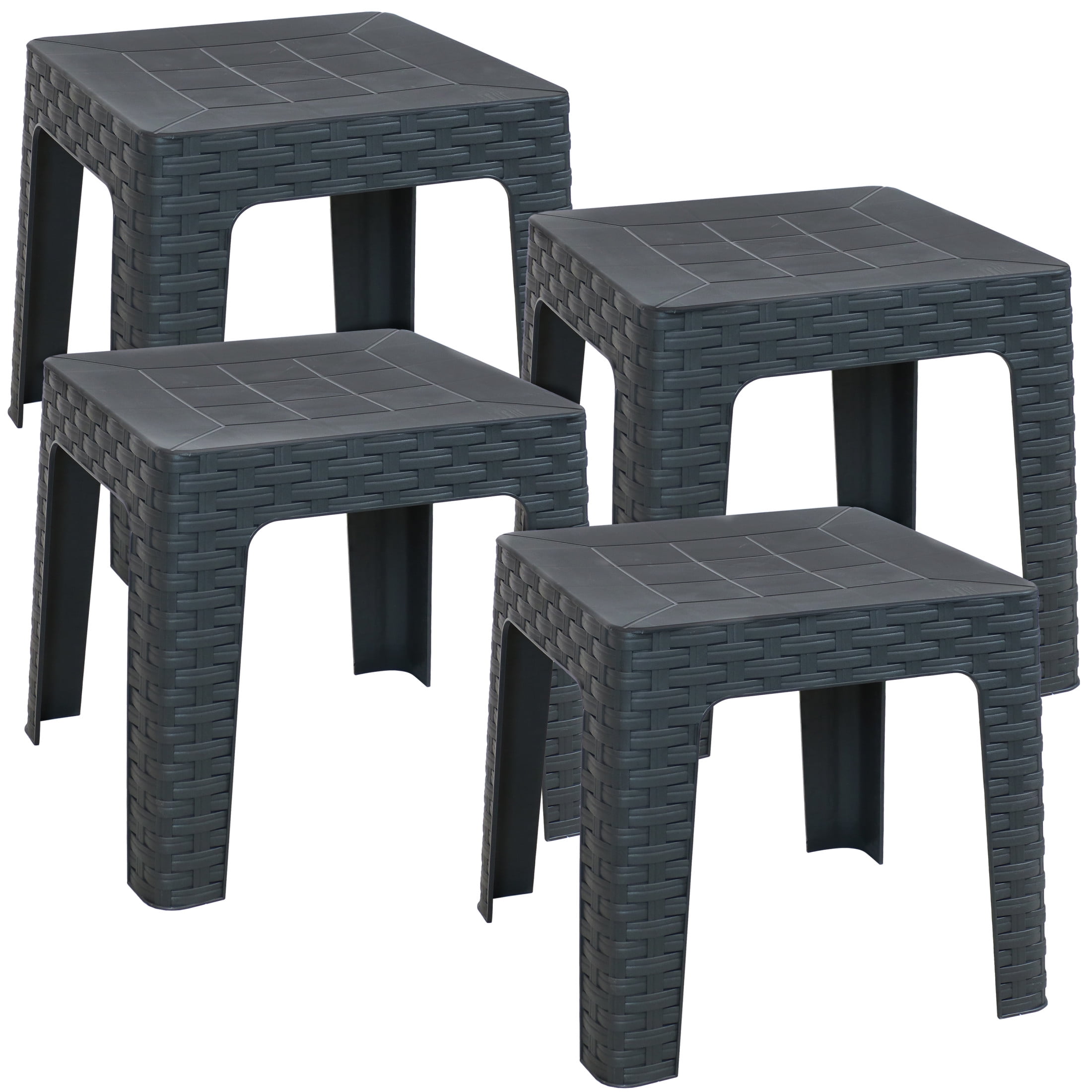 Sunnydaze Outdoor 18" Square Patio End Table - Durable Plastic, Gray ...