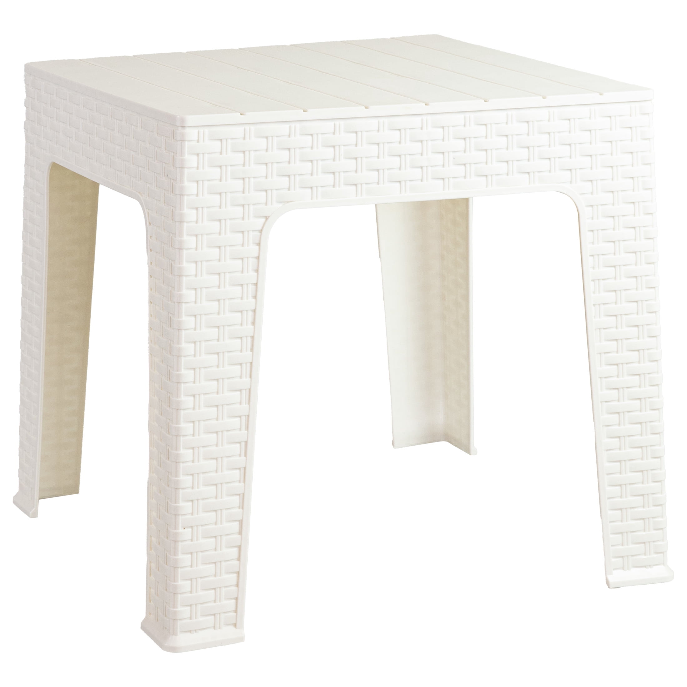 Sunnydaze Outdoor Contemporary Plastic Square End Table, White ...