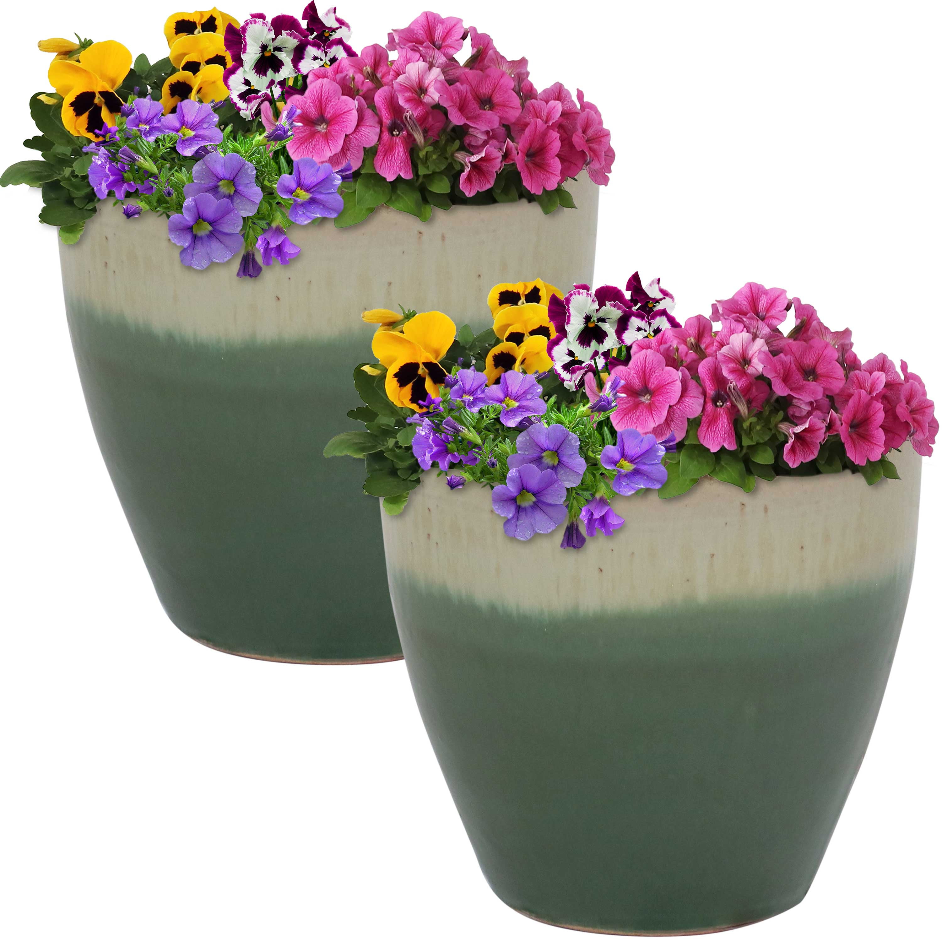 Sunnydaze Resort Ceramic Indoor/Outdoor Flower Pot Planter - Seafoam - 8" - Set of 2 - Walmart.com