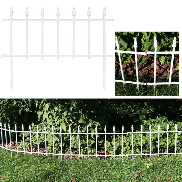 Sunnydaze 5-Piece Roman Iron Garden Border Fence Set - 9ft Metal ...