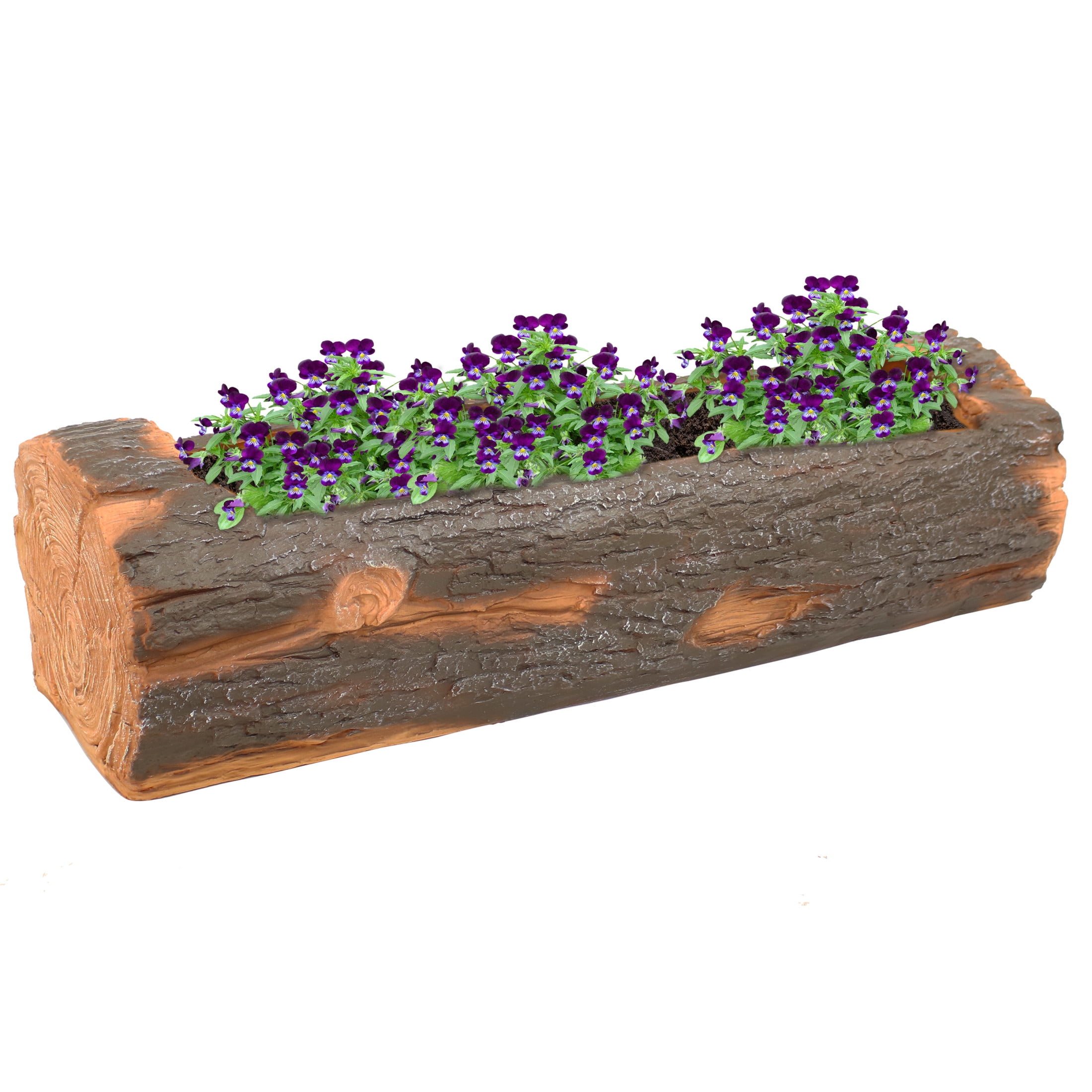 Free Shipping! Sunnydaze Outdoor Rustic Polyresin Log Flower Pot ...