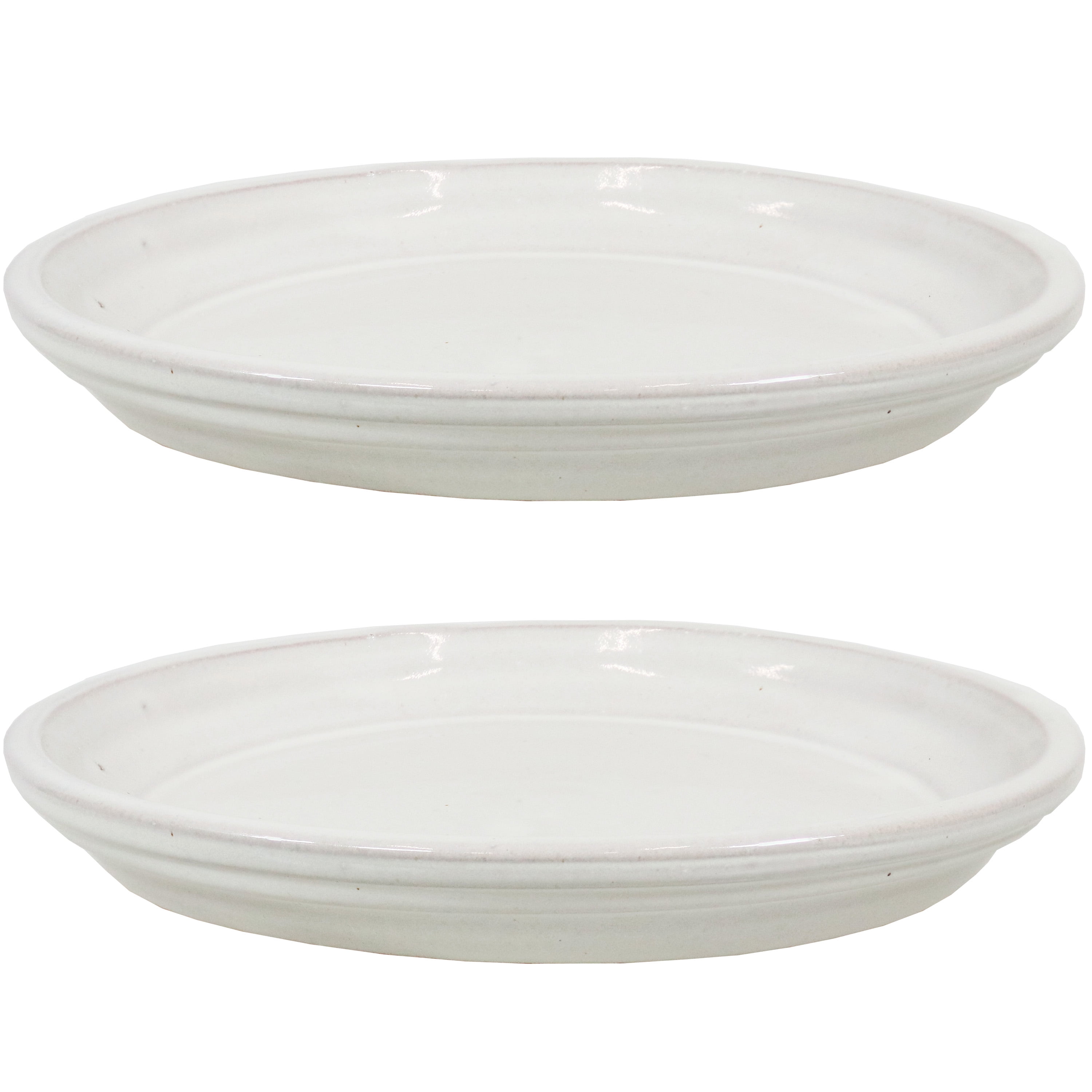 Sunnydaze Set of 2 Glazed Ceramic Planter Saucers - Pearl - 9 ...