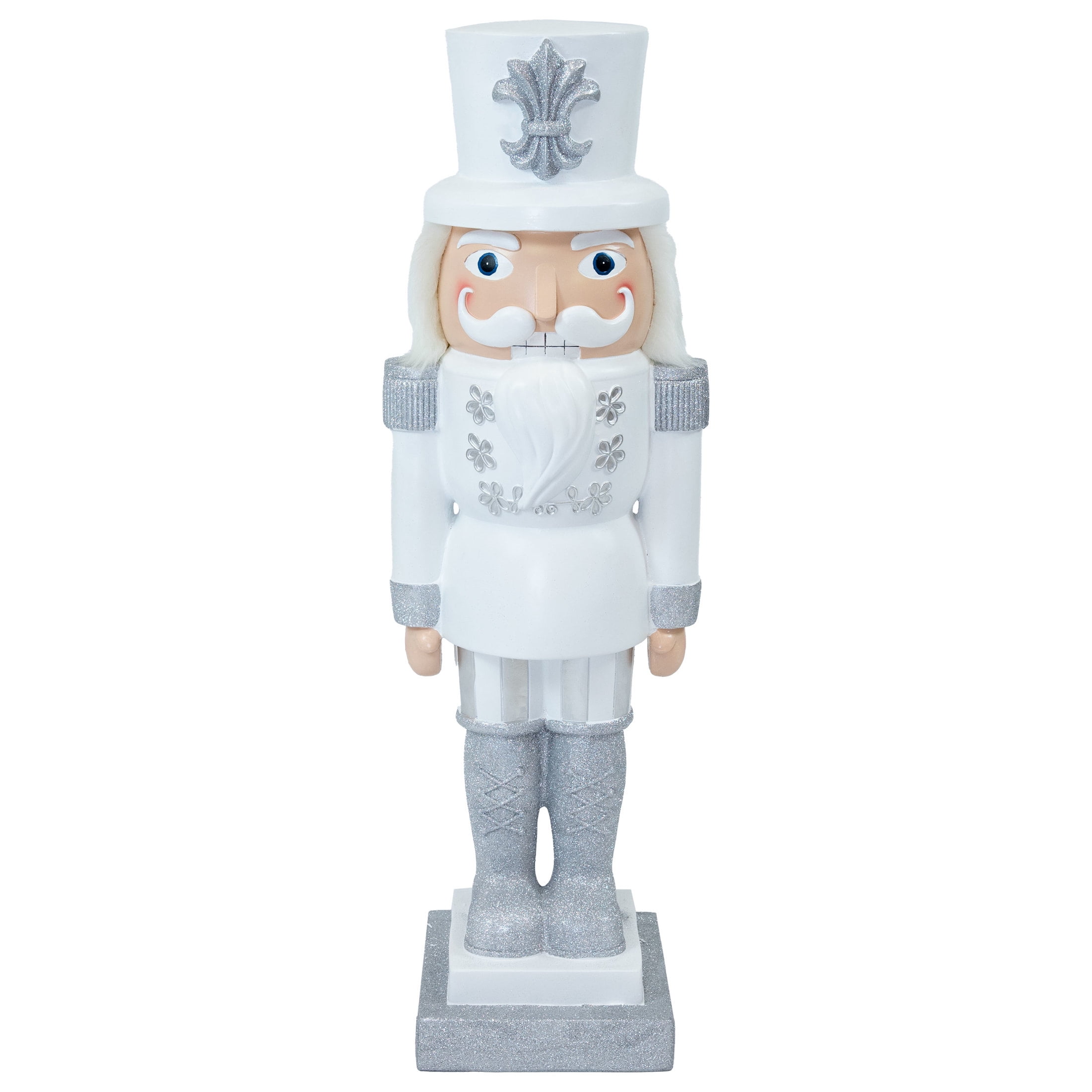 Sunnydaze Silver Polyresin Sterling Nutcracker Christmas Statue, 37 ...