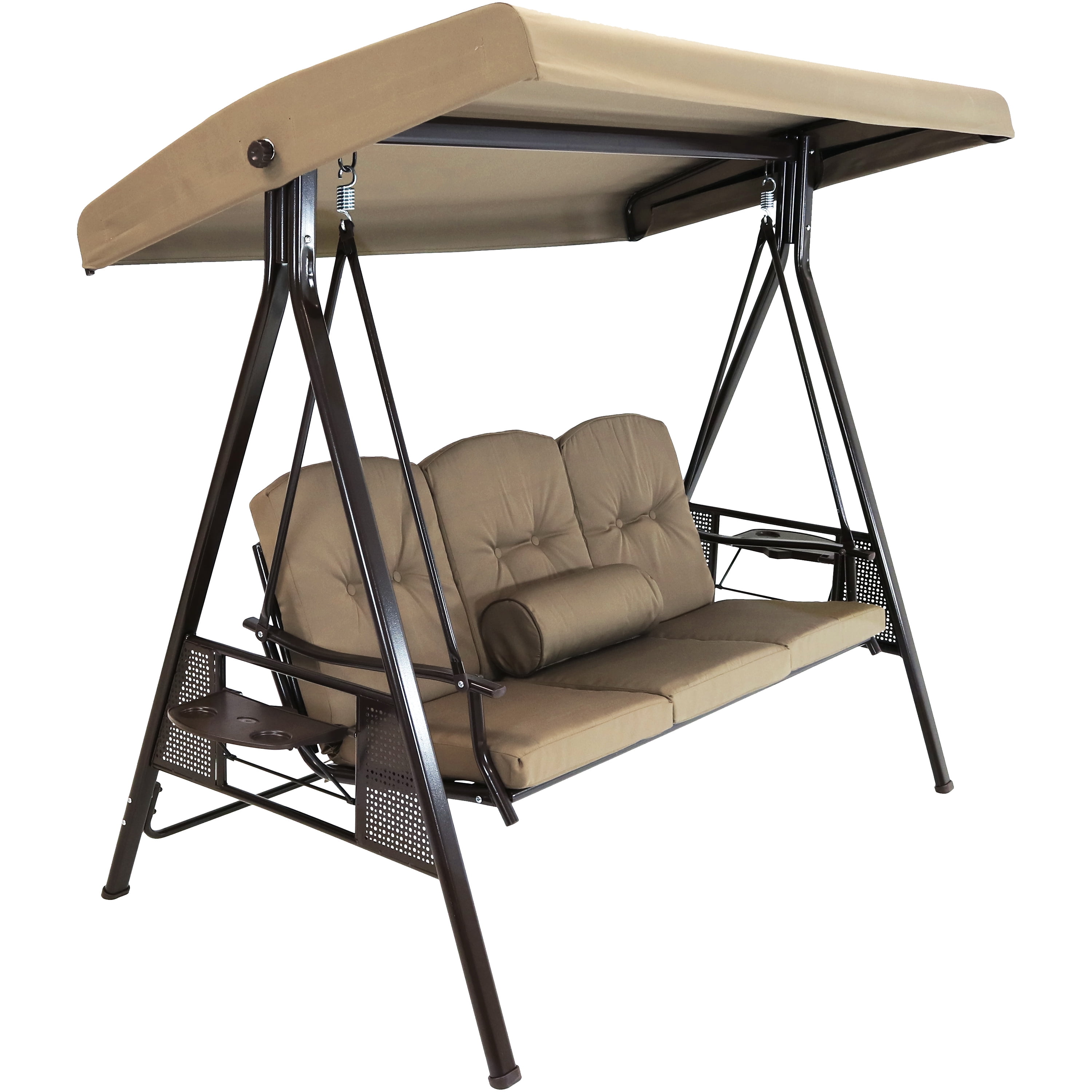 Sunnydaze Outdoor 3-Person Metal Patio Swing, Adjustable Canopy ...
