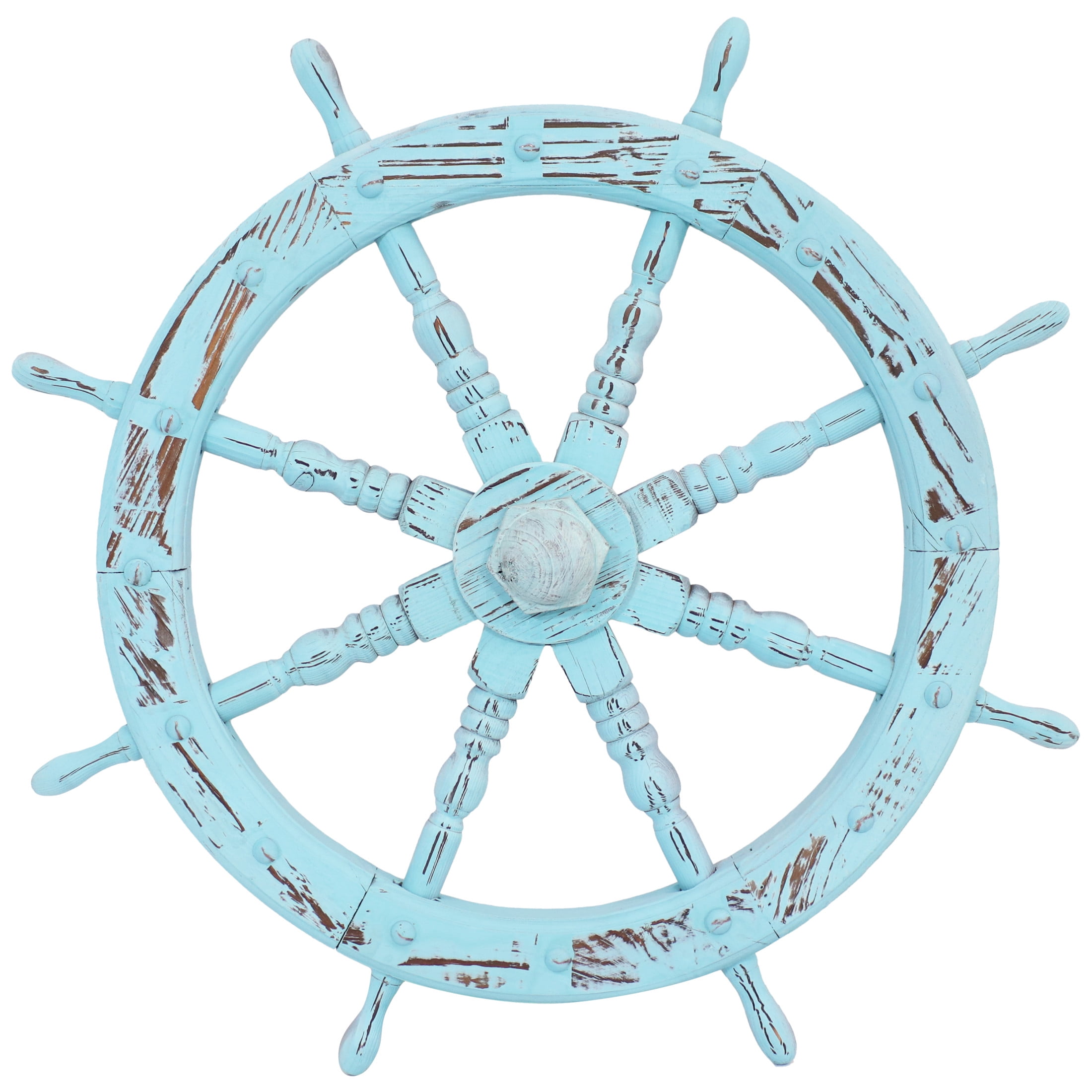 Sunnydaze Rustic Blue Fir Wood Decorative Sea Captain's Helm - Walmart.com