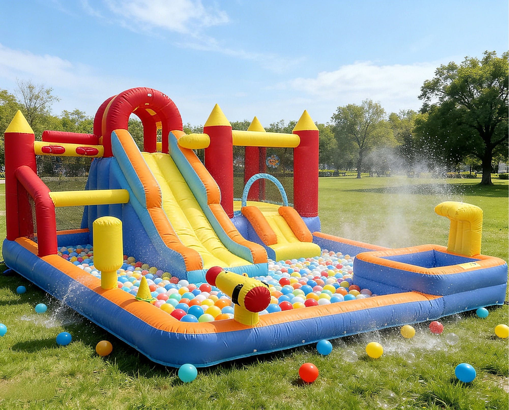 Sunnyfree 13 in 1 Inflatable Bounce House, 185" × 157" × 83" XXL ...