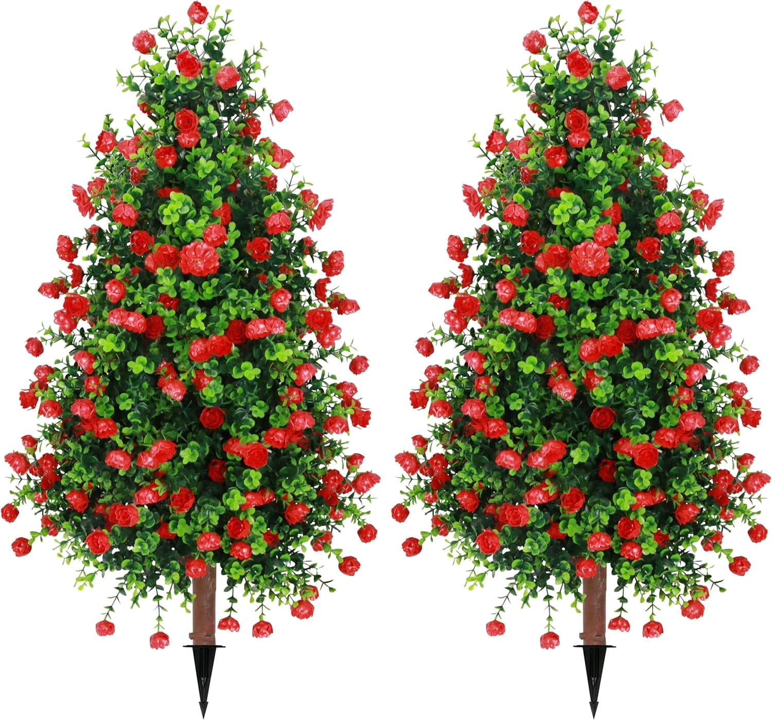 Sunnyglade 2 Packs 27.5" Artificial Rose Tree, Fake Rose Shrub Bushes ...