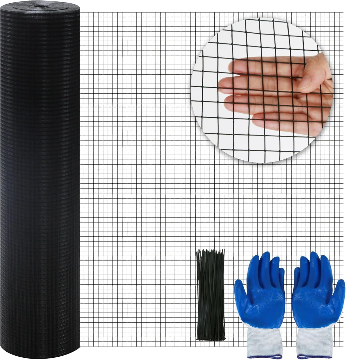 Sunnyglade Hardware Cloth, 1/2 Inch 48" x 100 ft Black Vinyl Metal Mesh ...