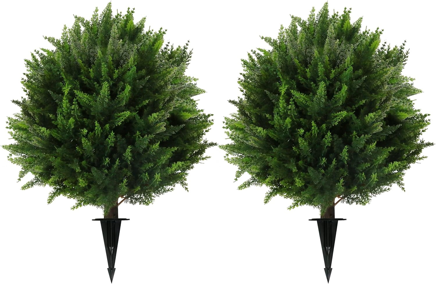 Sunnyglade Set of 2 Artificial Cedar Topiary Ball Trees, Faux Cedar ...